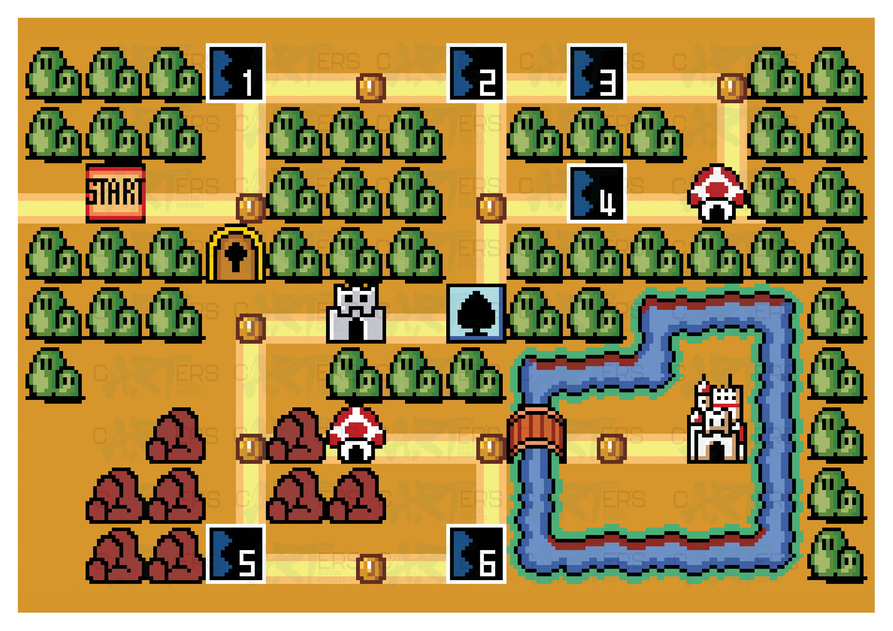 8bit Pixel Art | Retro Video Game | Map of the World Illustration ...