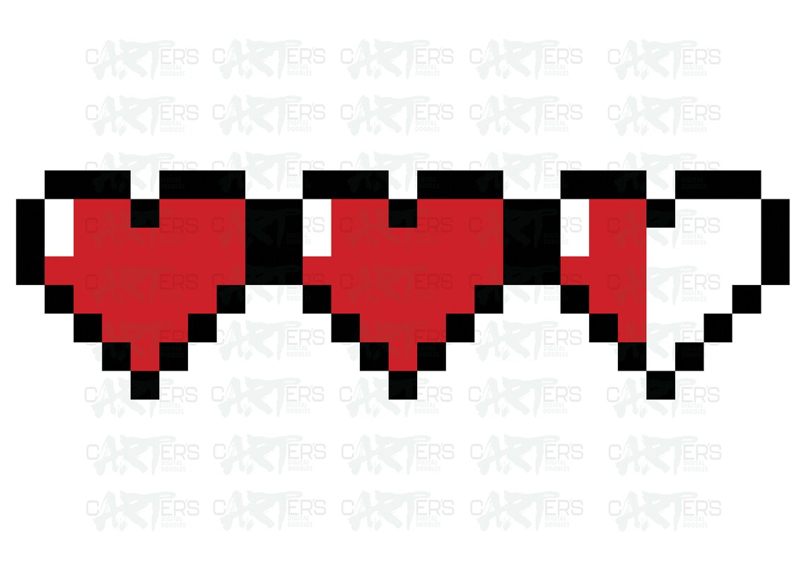 8bit Pixel Art | Retro Video Game | Pixel Hearts | Arcade Game Lives ...