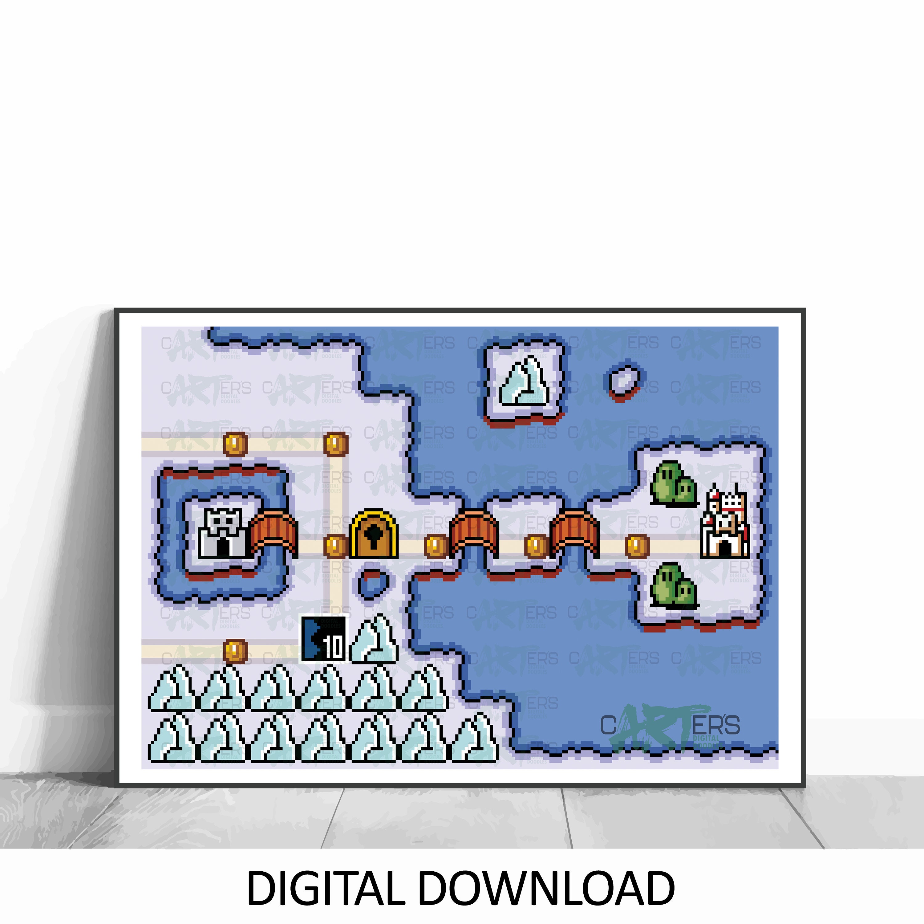 8bit Pixel Art Retro Video Game Map of the World Gamer Gift Gaming Map ...