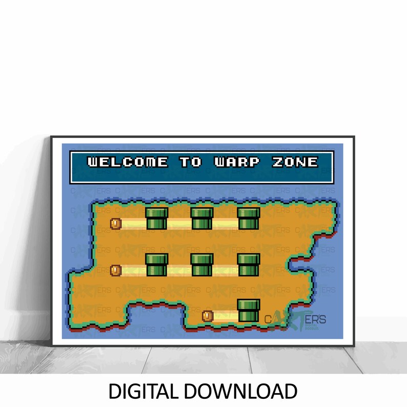 8bit Pixel Art Retro Video Game Map of the World Gamer Gift Gaming Map ...