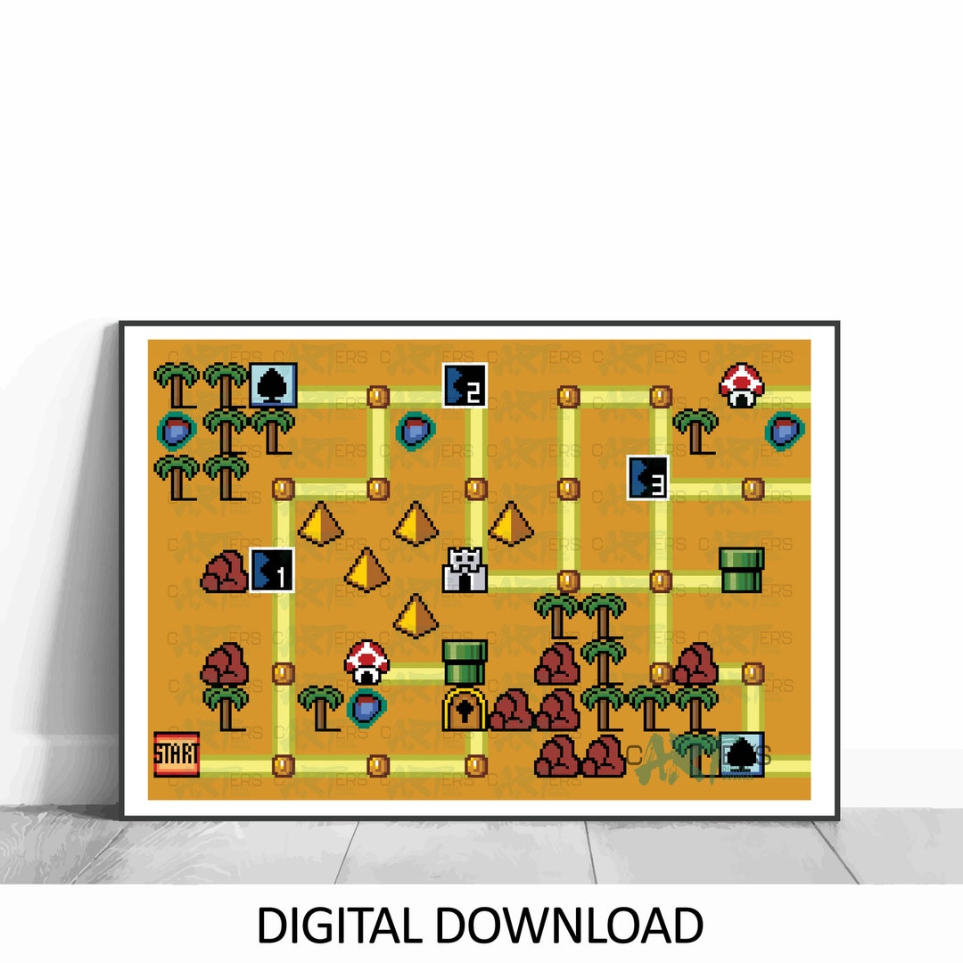 8bit Pixel Art | Retro Video Game | Map of the World | Gamer Gift ...