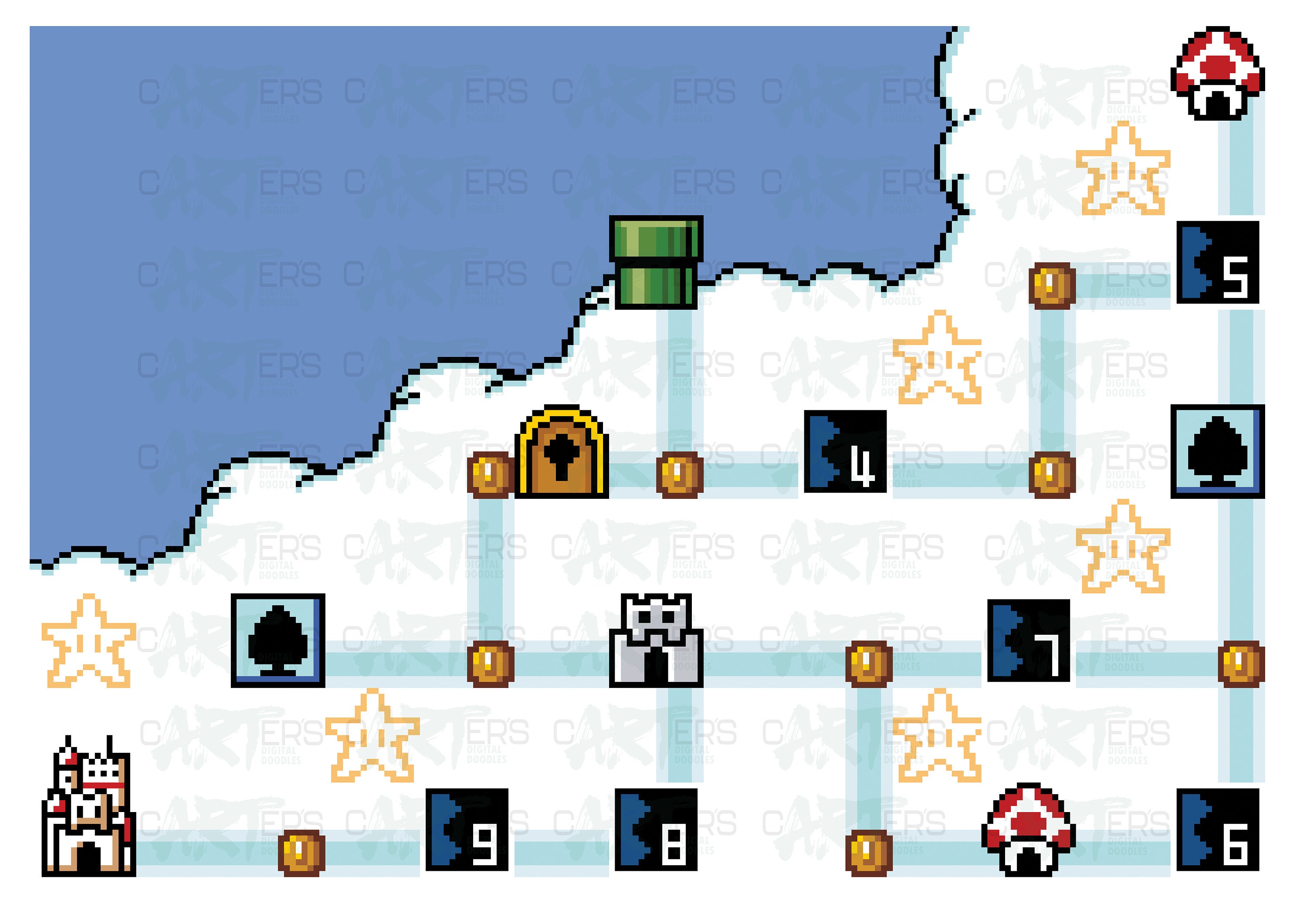 8bit Pixel Art Retro Video Game Map of the World Gamer Gift Gaming Map ...