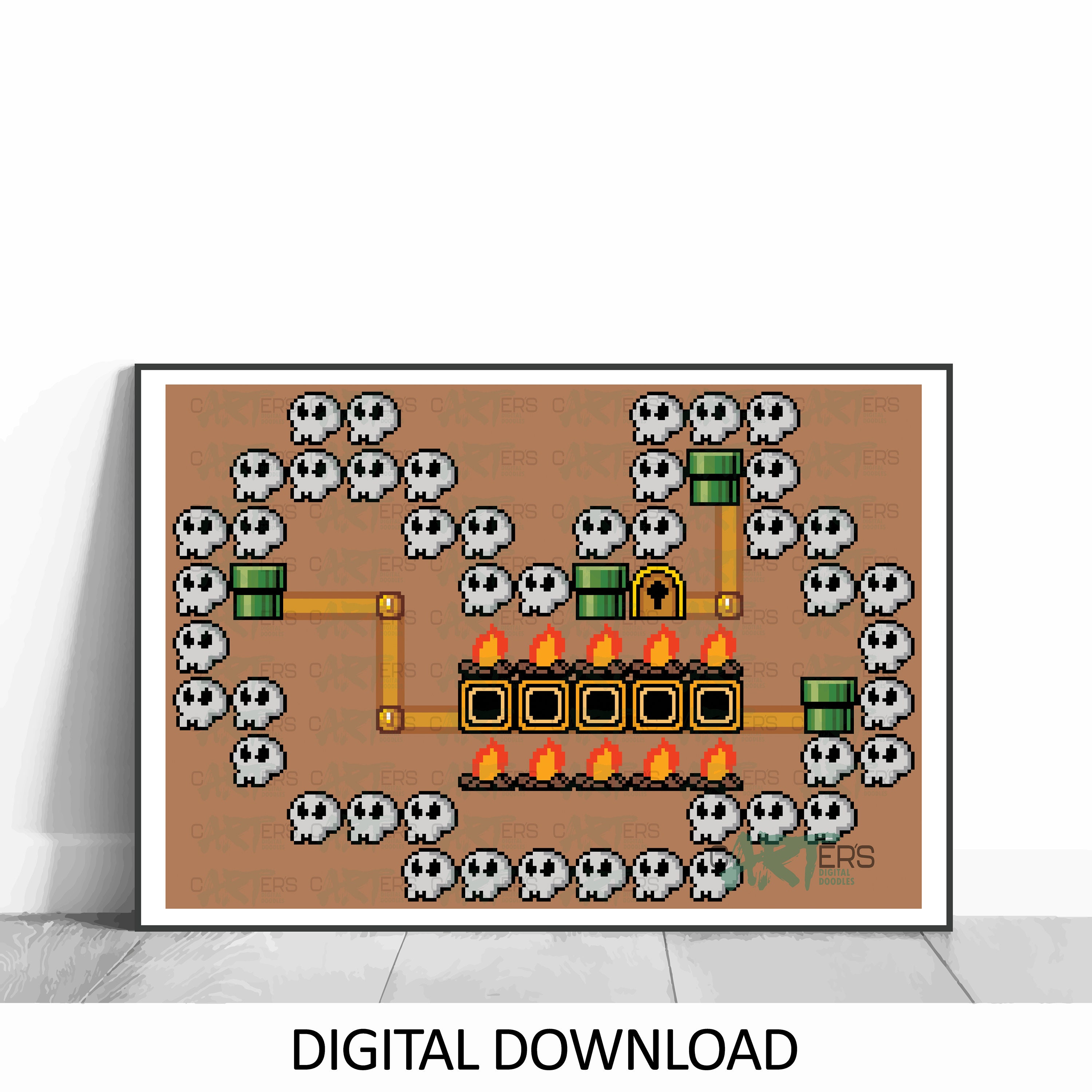 8bit Pixel Art Retro Video Game Map of the World Gamer Gift Gaming Map ...