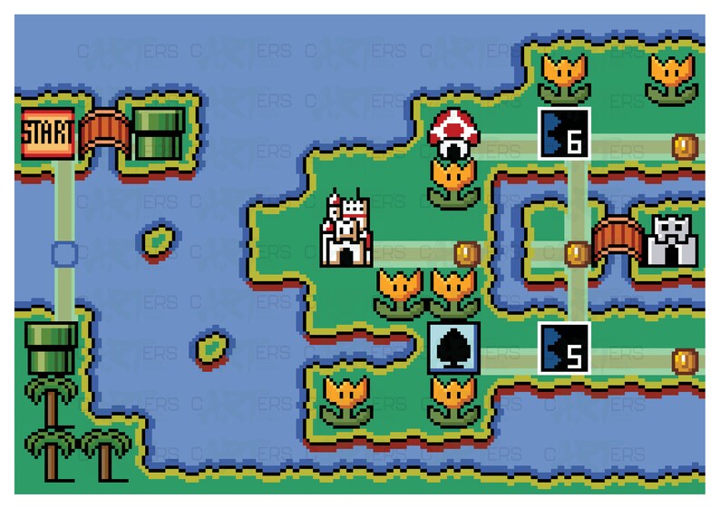 8bit Pixel Art Retro Video Game Map of the World Gamer Gift Gaming Map ...