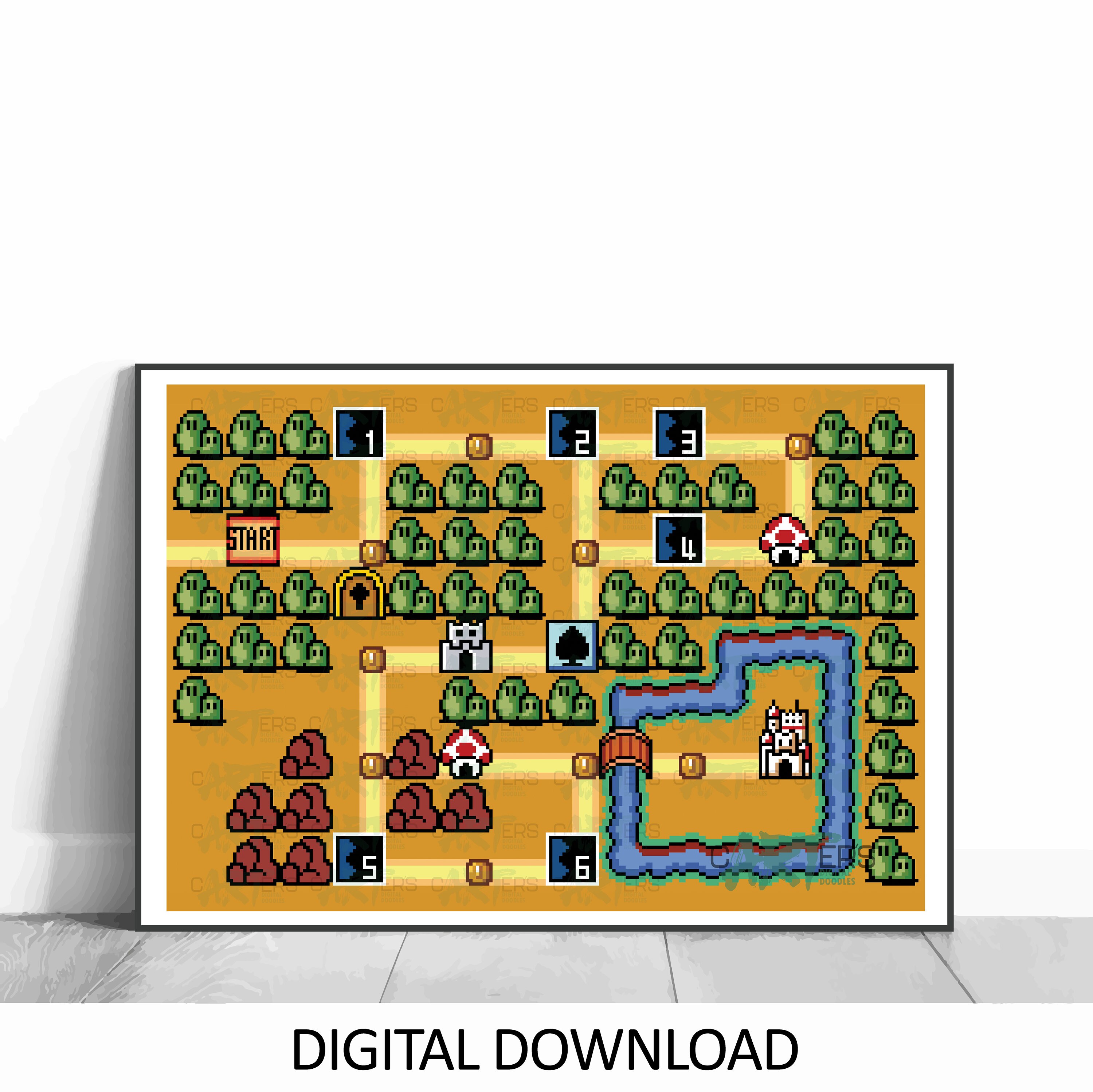 8bit Pixel Art | Retro Video Game | Map of the World Illustration ...