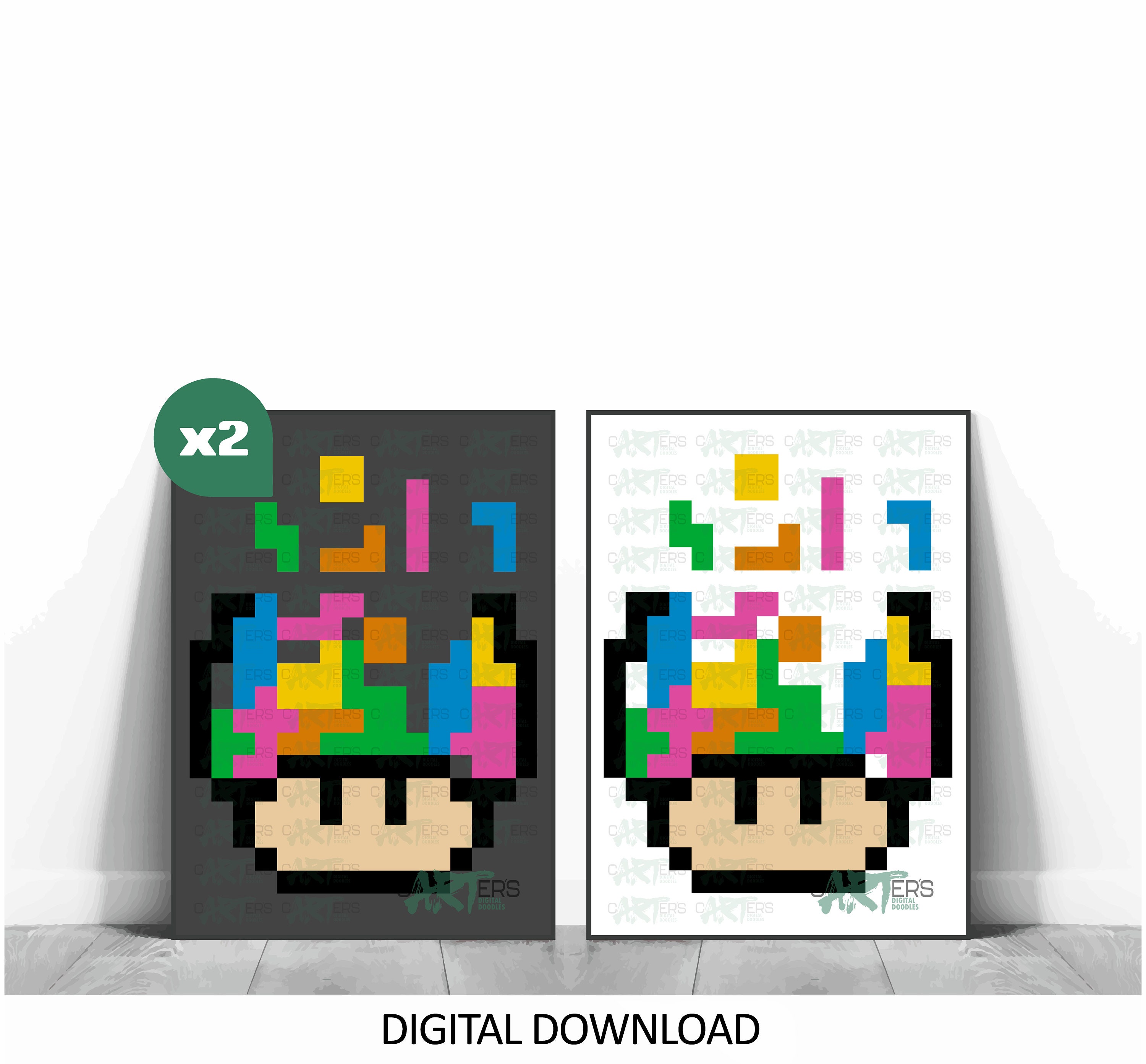 8bit Pixel Art Retro Video Game Game Characters Illustration Gamer Gift ...