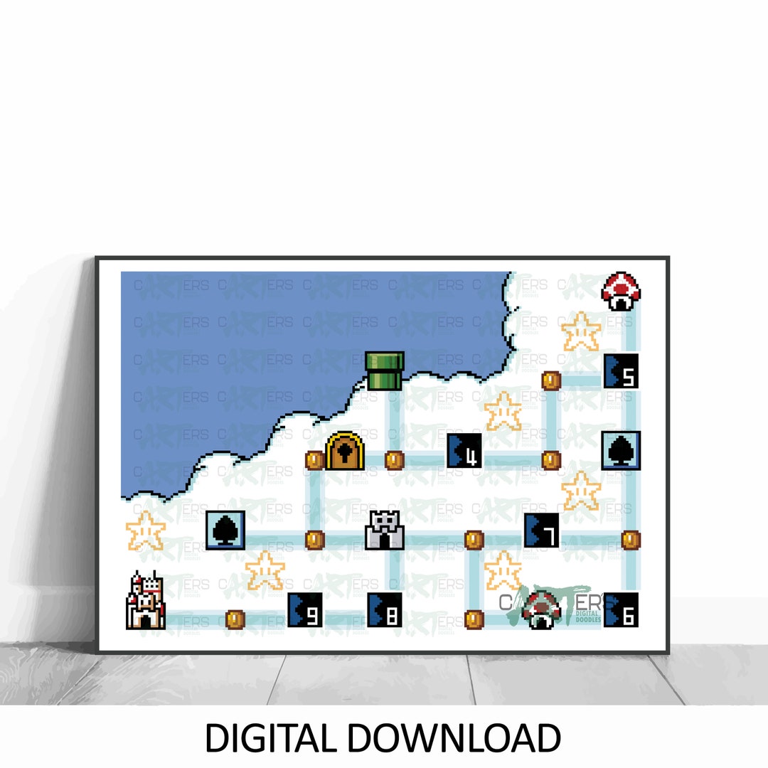 8bit Pixel Art Retro Video Game Map of the World Gamer Gift Gaming Map ...