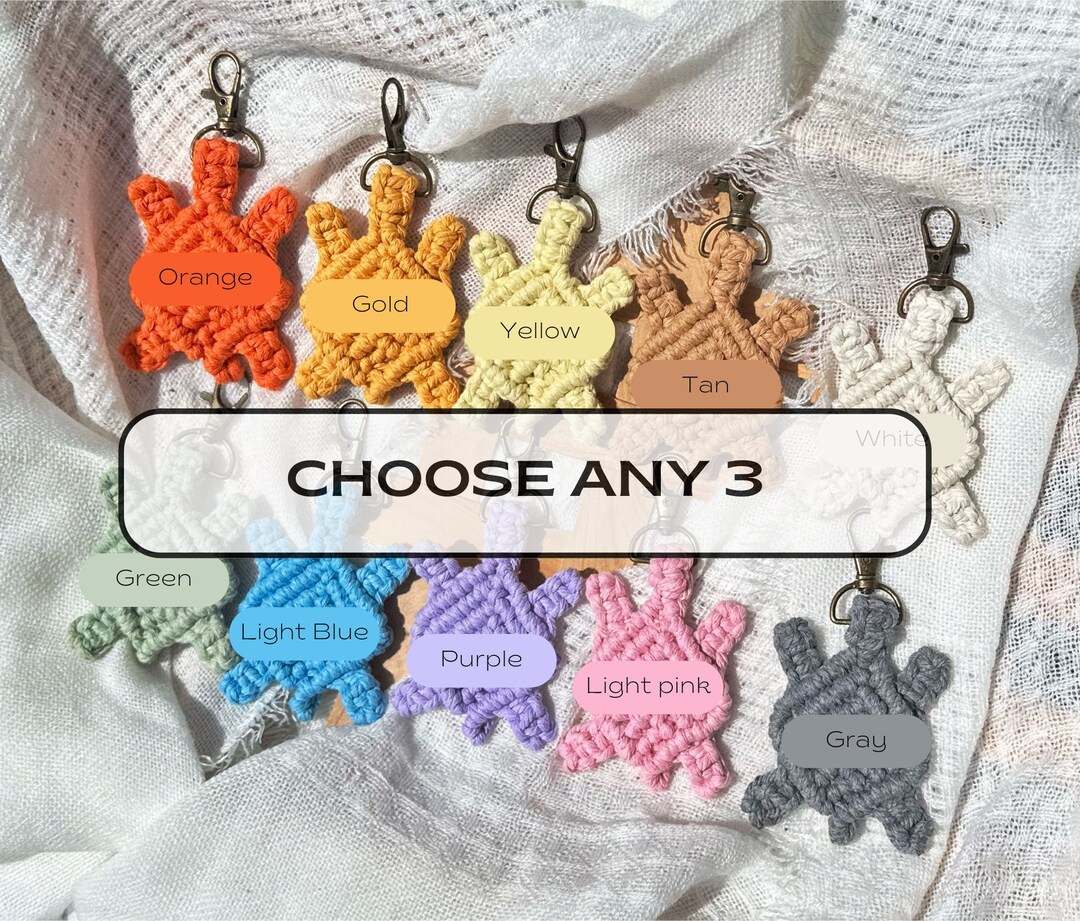 Choose 3 Tropical Macrame Turtle Keychains, Colorful Sea Turtle ...