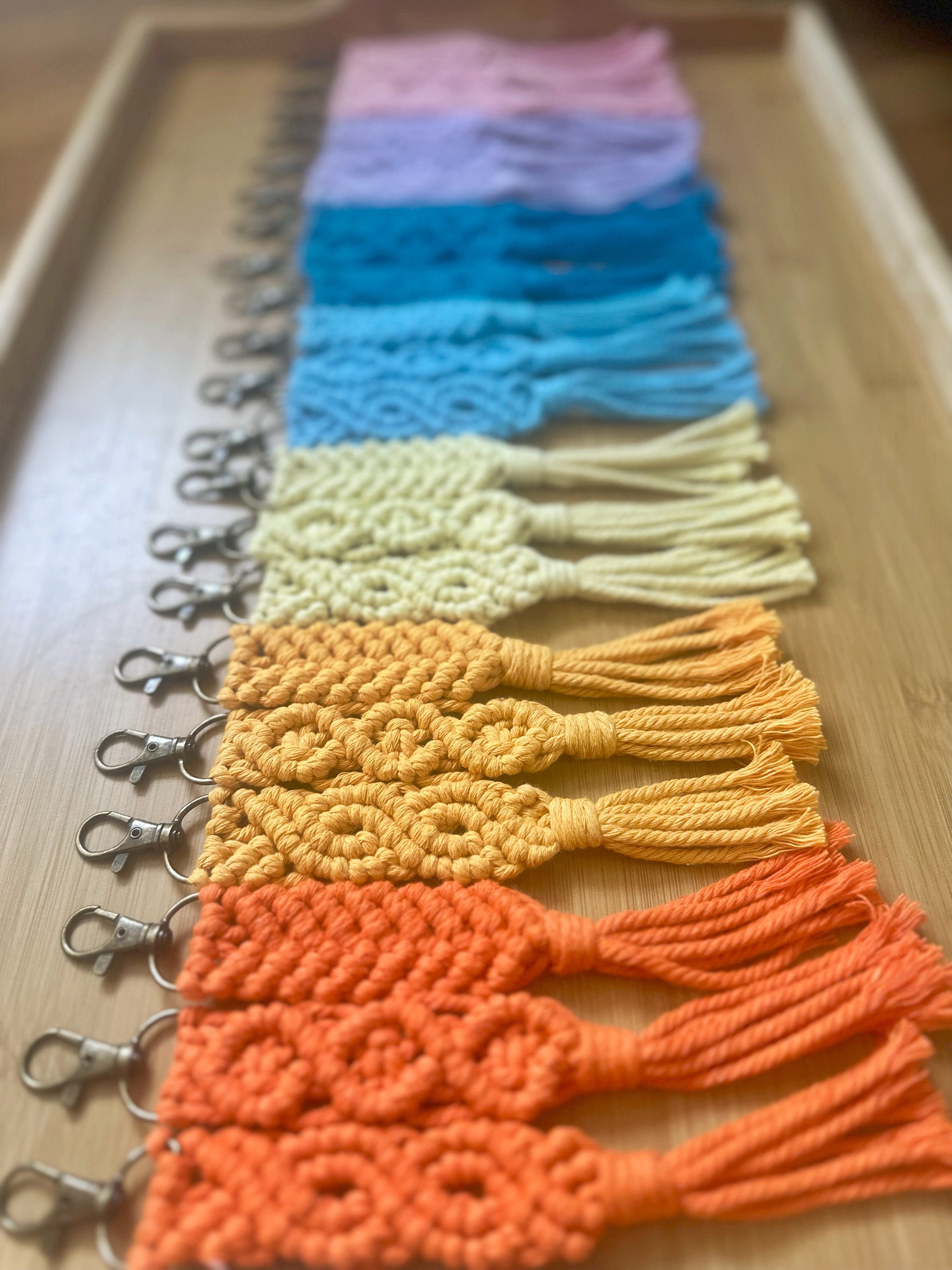 Gold Diamond Pattern Macrame Keychain, Handmade Macrame Keychain Gold ...