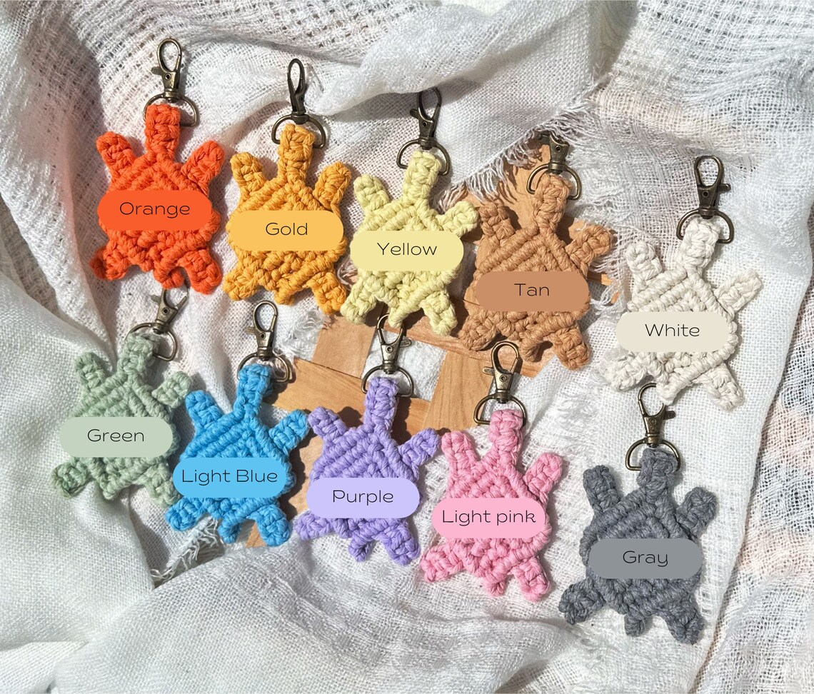 Tropical Macrame Turtle Keychain Collection Colorful Sea - Etsy