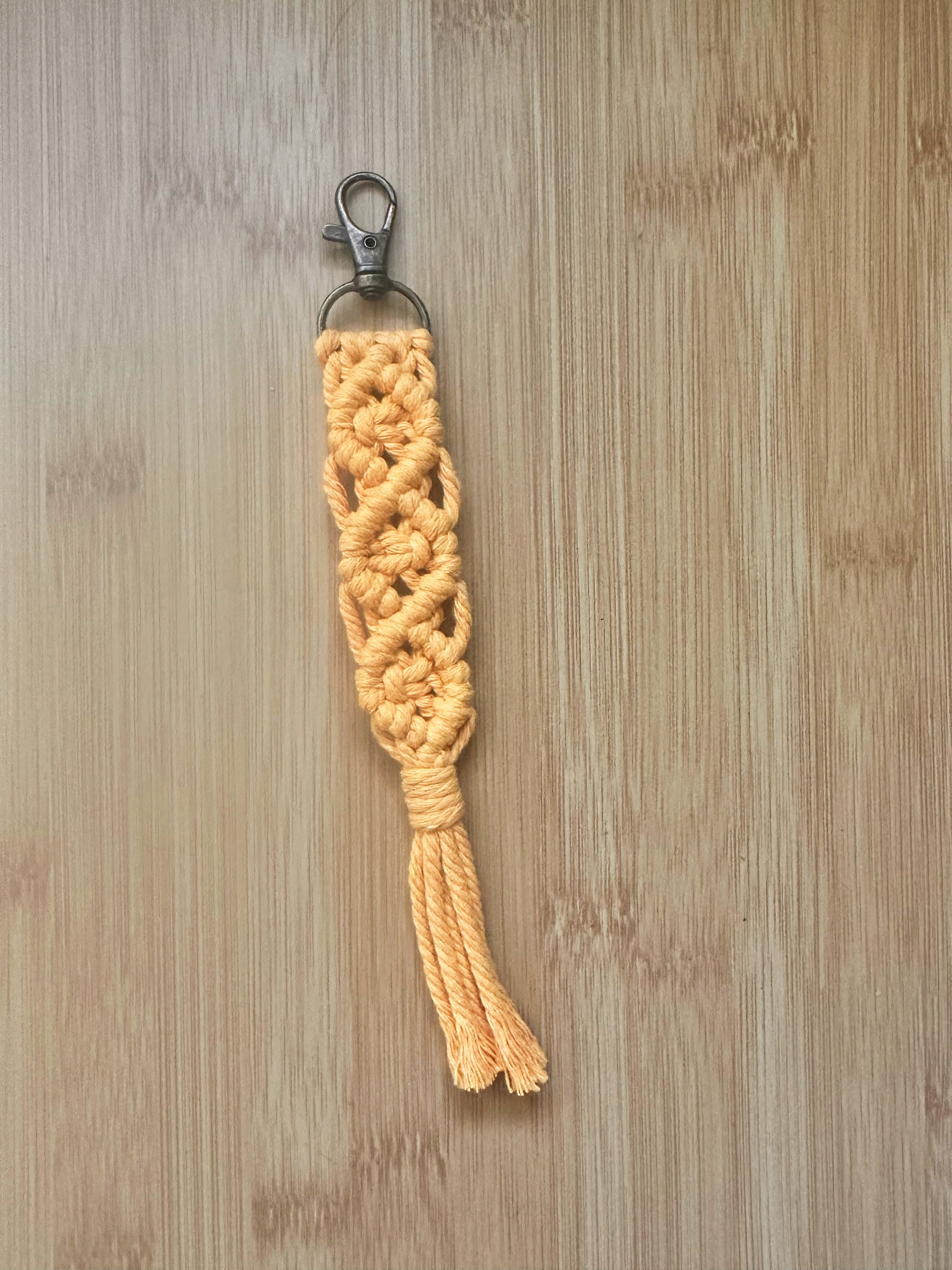 Gold Diamond Pattern Macrame Keychain, Handmade Macrame Keychain Gold ...