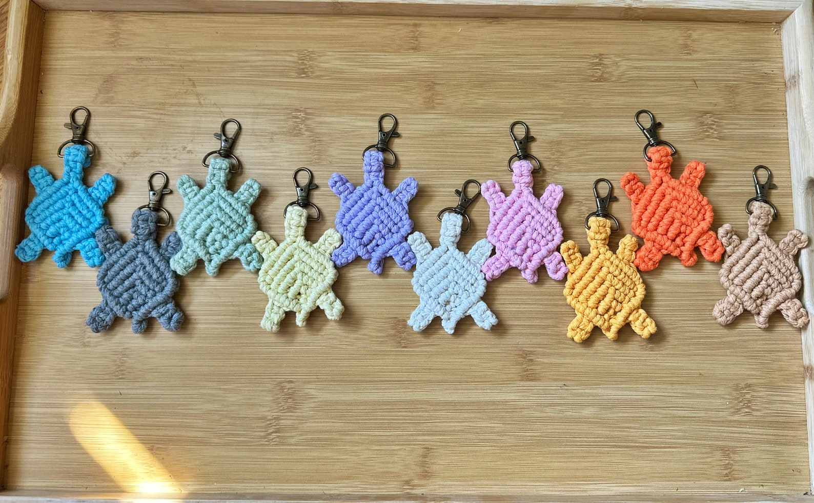 Tropical Macrame Turtle Keychain Collection, Colorful Sea Turtle Keyrings for Gifting, Macrame ...