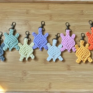 Tropical Macrame Turtle Keychain Collection, Colorful Sea Turtle Keyrings for Gifting, Macrame ...