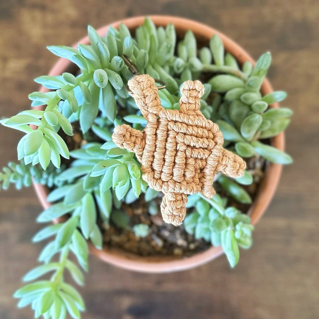 Sandy Tan Macrame Turtle Keychain, Sea Turtle Keychain, Macrame ...
