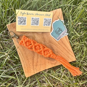 Orange Diamond Pattern Macrame Keychain, Handmade Macrame Keychain Neon ...