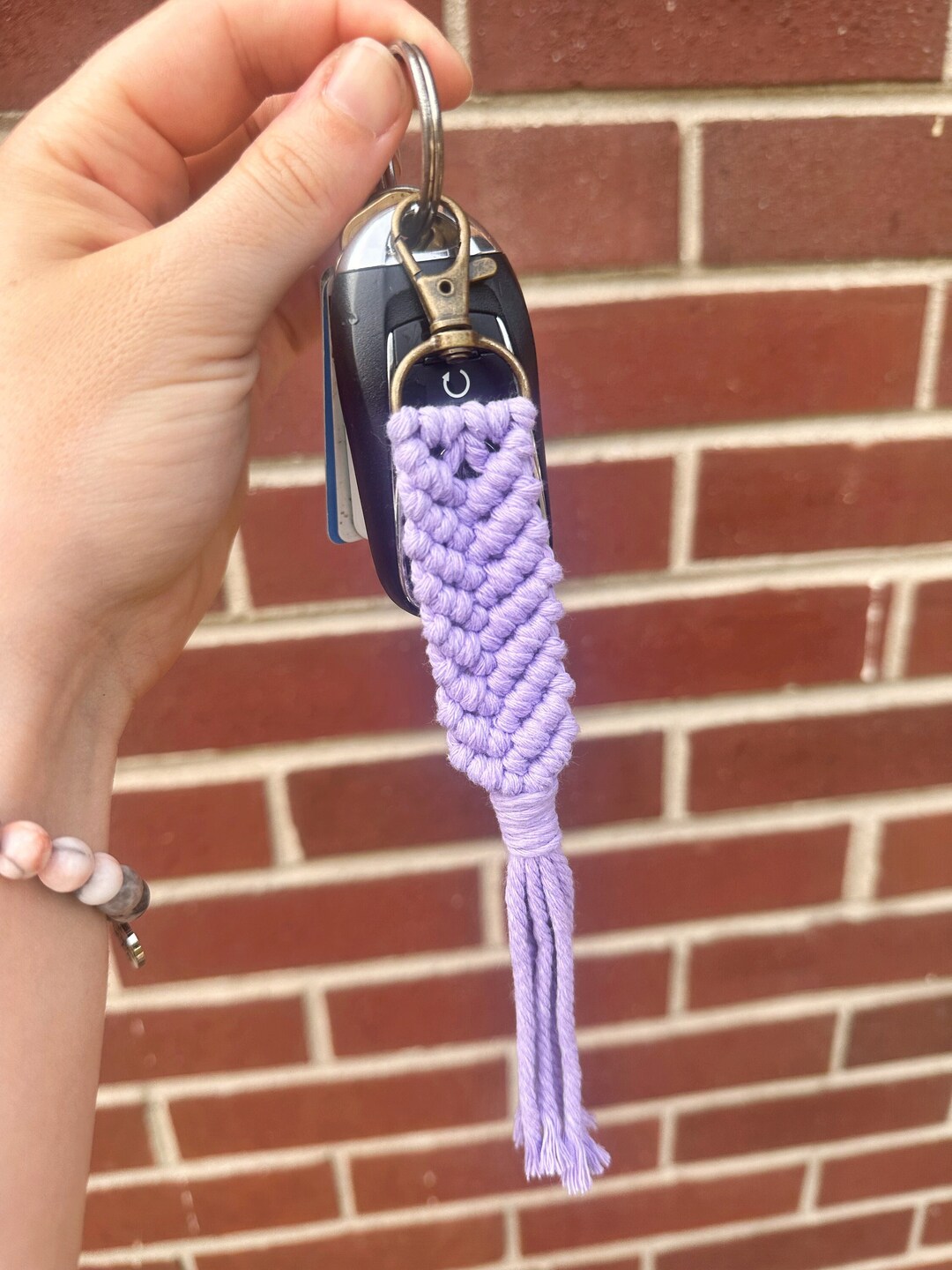 Light Purple Mermaid Pattern Macrame Keychain, Mermaid Fishtail Design, Purple Boho Style ...