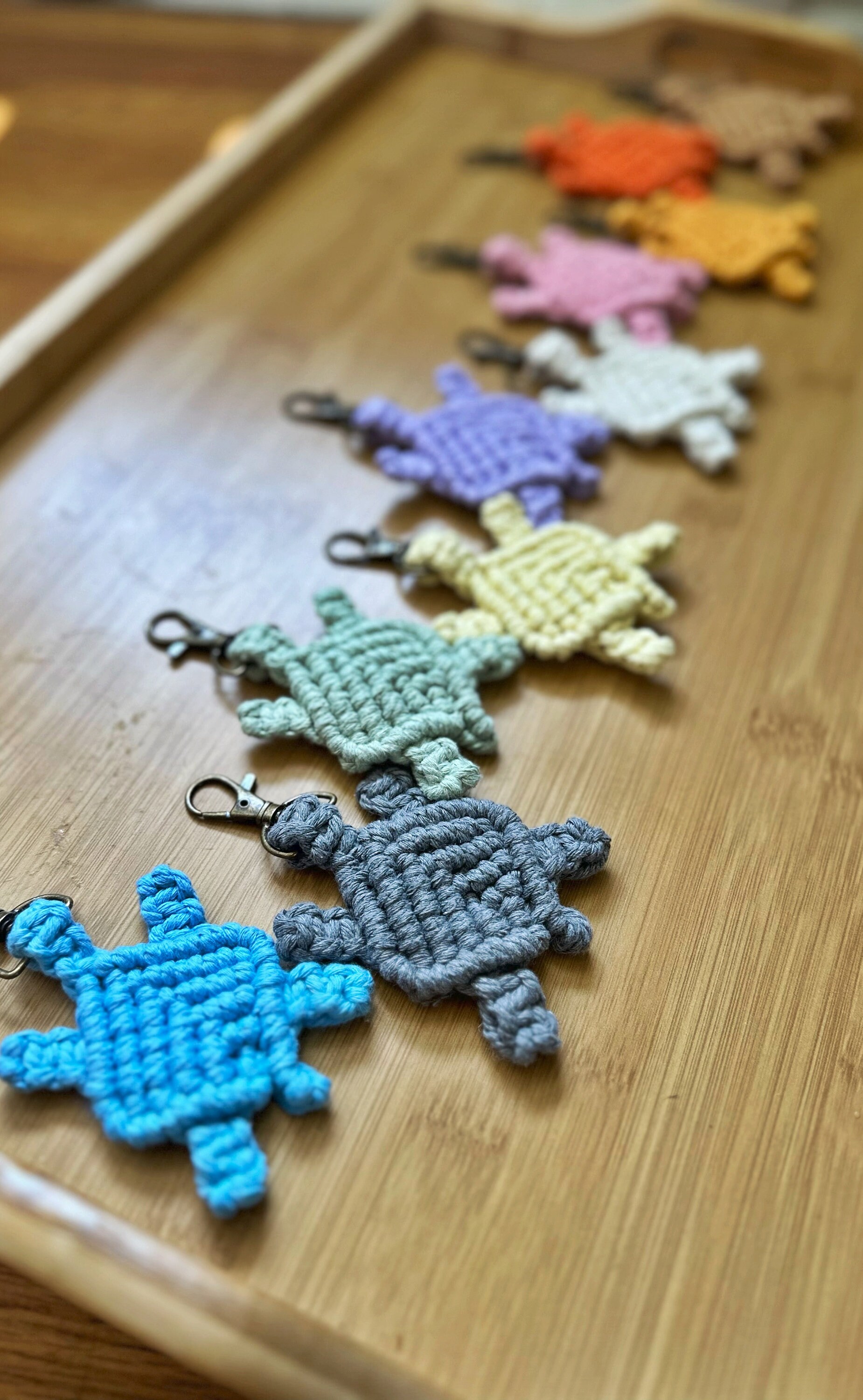 Tropical Macrame Turtle Keychain Collection, Colorful Sea Turtle Keyrings for Gifting, Macrame ...