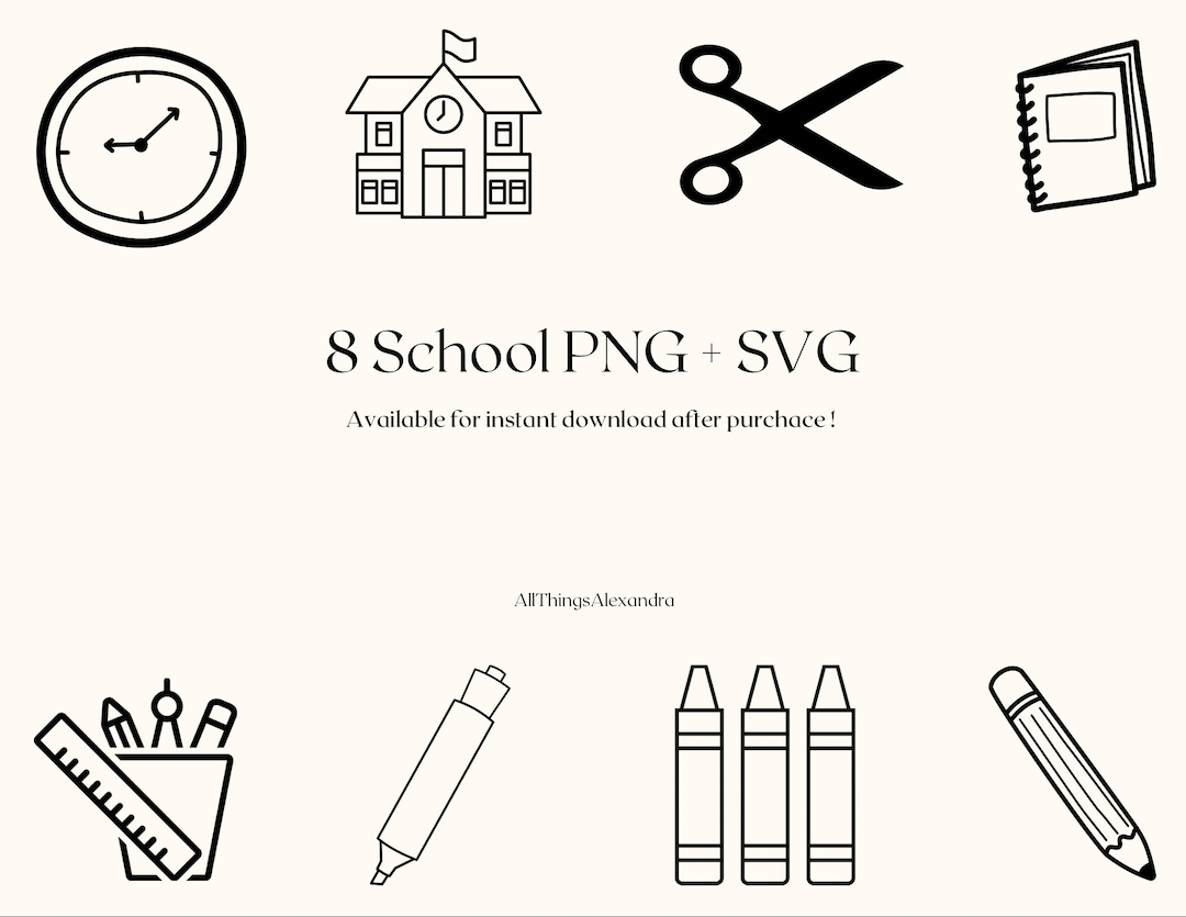 School Supplies SVG PNG - Etsy