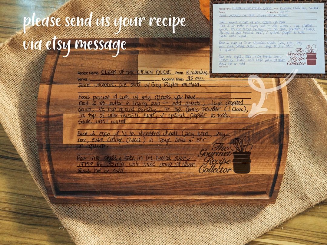 Handwritten Recipe, Recipe Cutting Board, Recipe on Cutting Board ...