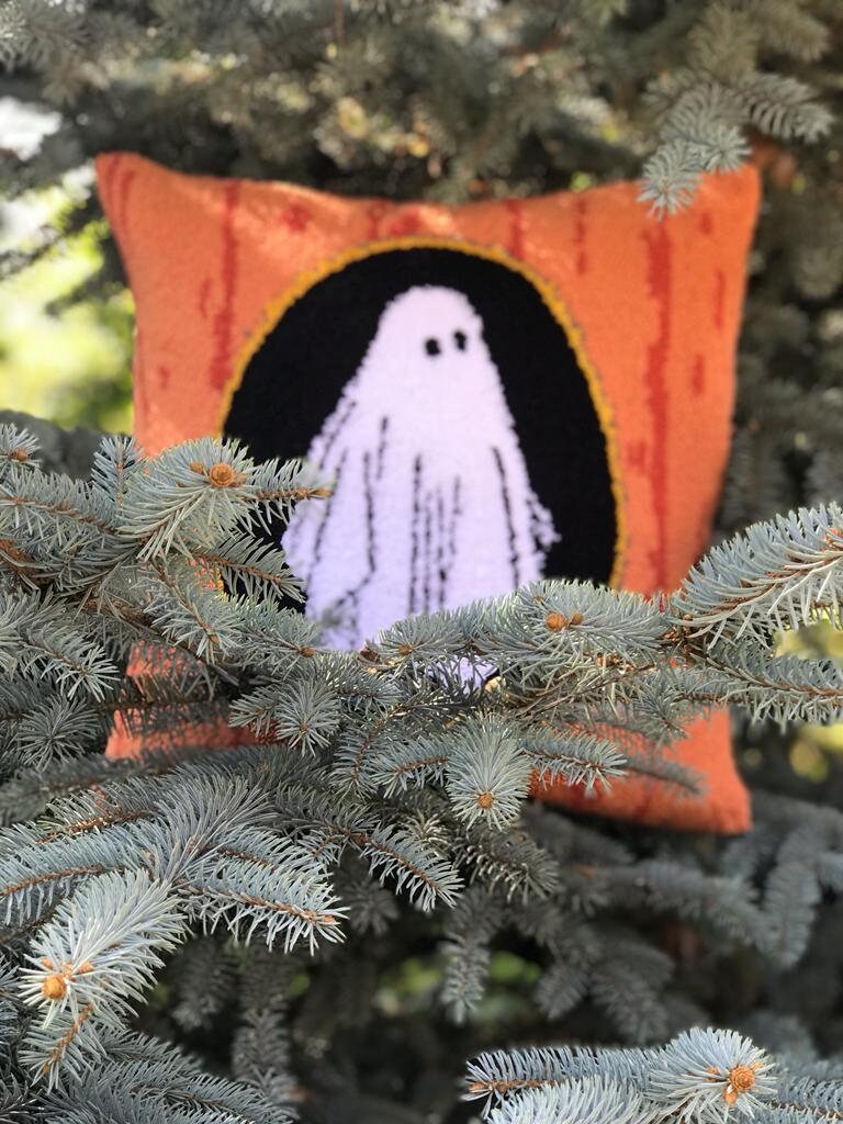 Handmade Punch Needle Ghost Pillow - Etsy