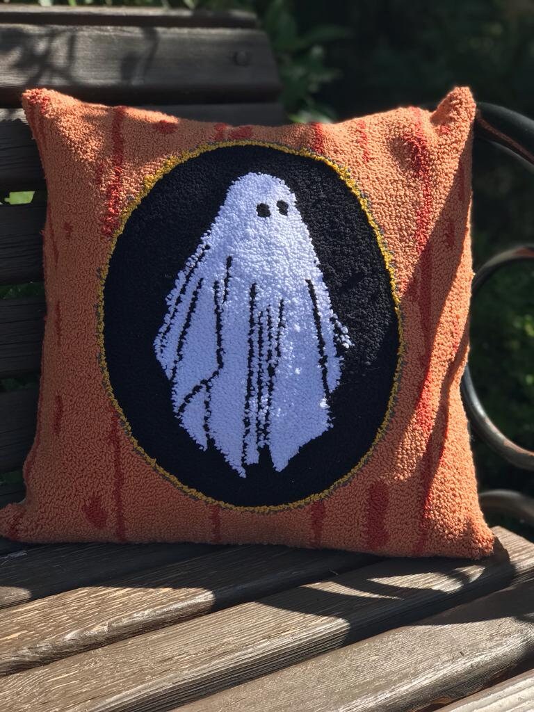 Handmade Punch Needle Ghost Pillow - Etsy