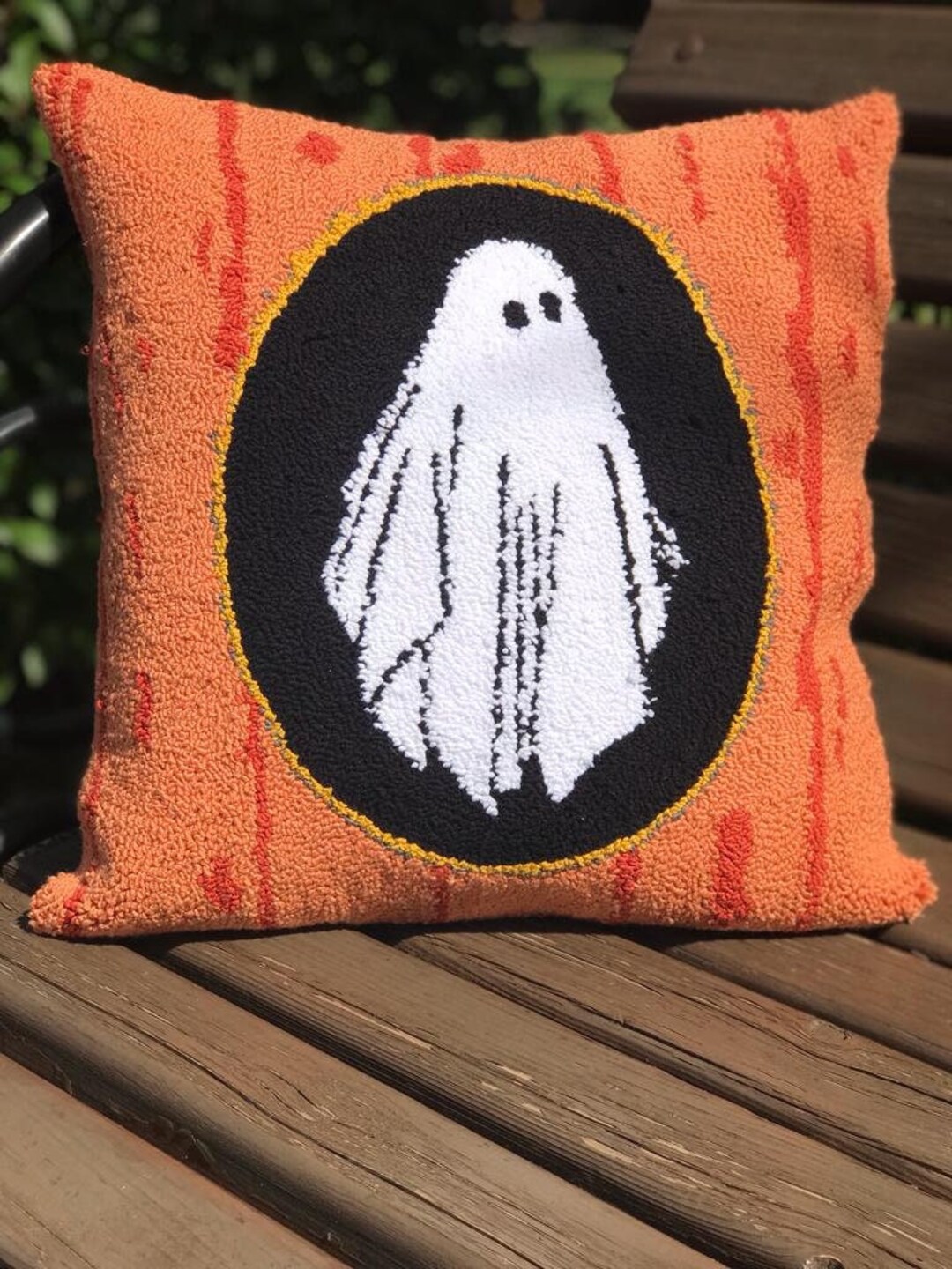 Handmade Punch Needle Ghost Pillow - Etsy