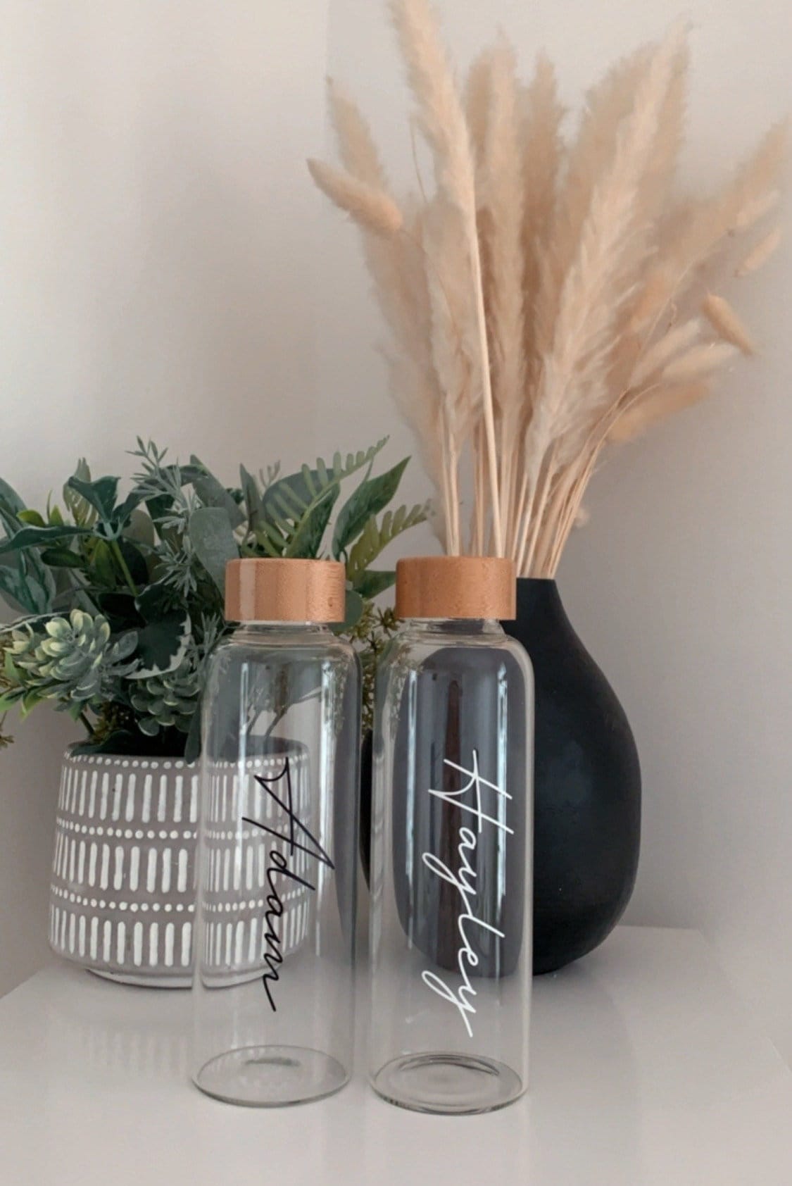 Personalised Bamboo Bottle Lid Glass Drink/water Non Spill - Etsy