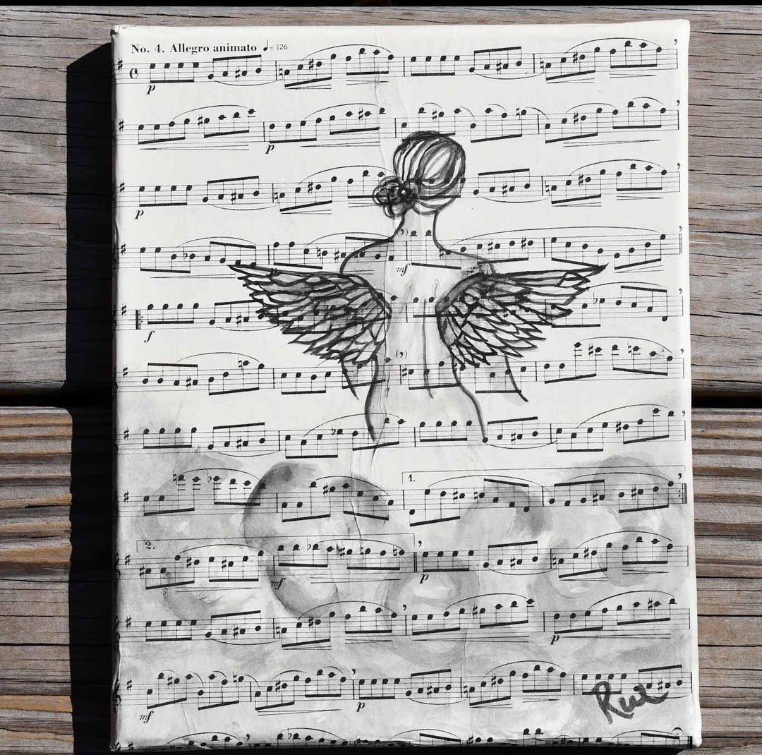 Allegro Animato - Original Painting - Vintage Sheet Music Watercolor ...