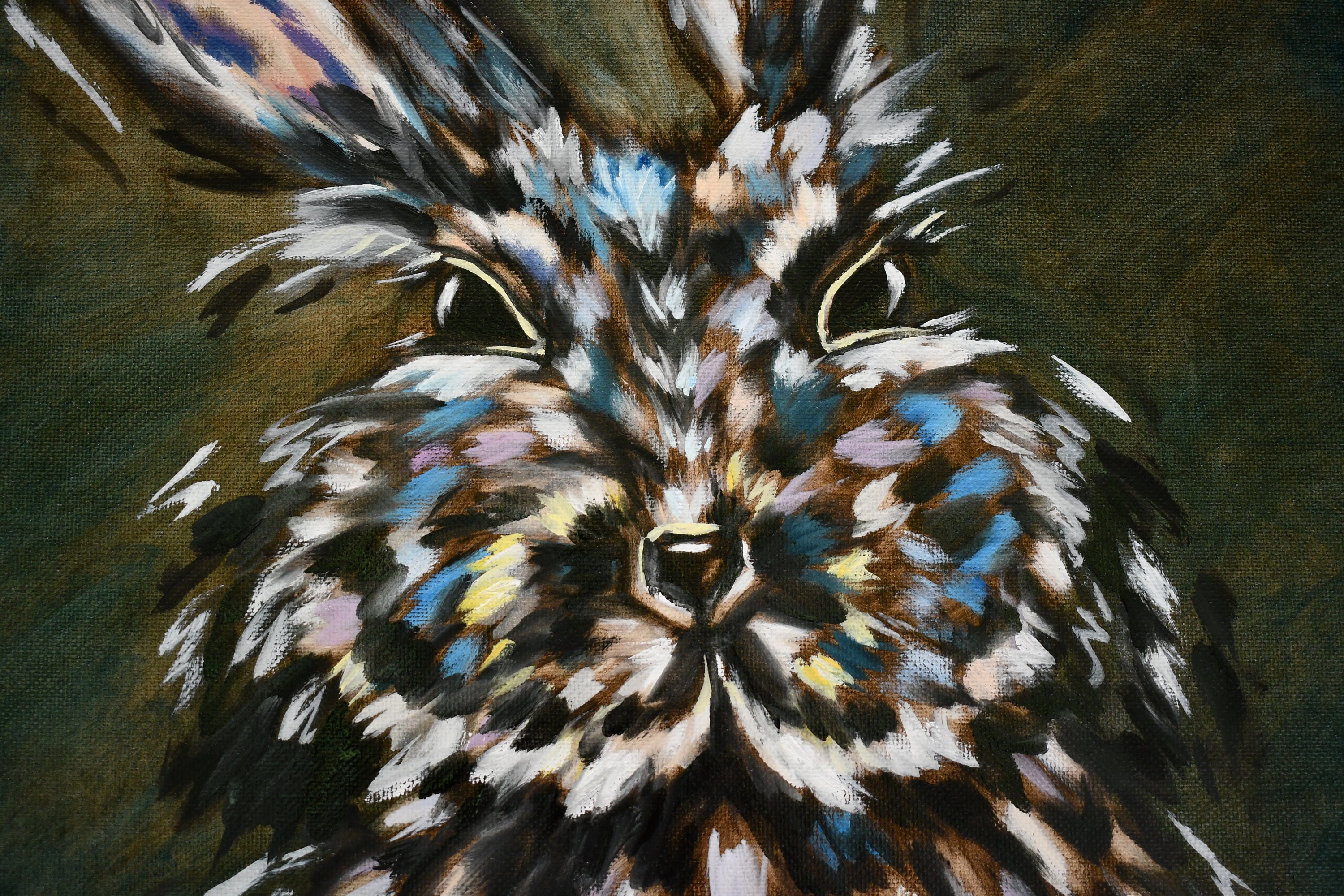 Nibbler- Abstract Rabbit Wall Art- Original Oil Painting on Stretched ...