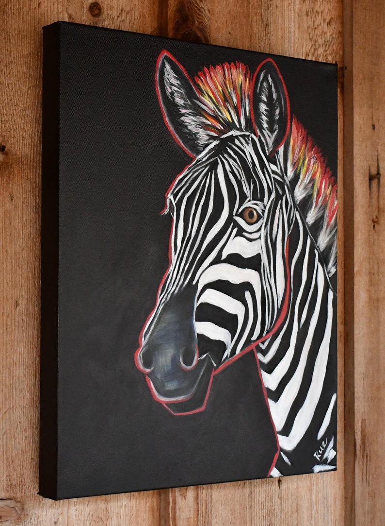 Zee Abstract Zebra Wall Art Original Oil Painting on Gallery Wrapped ...