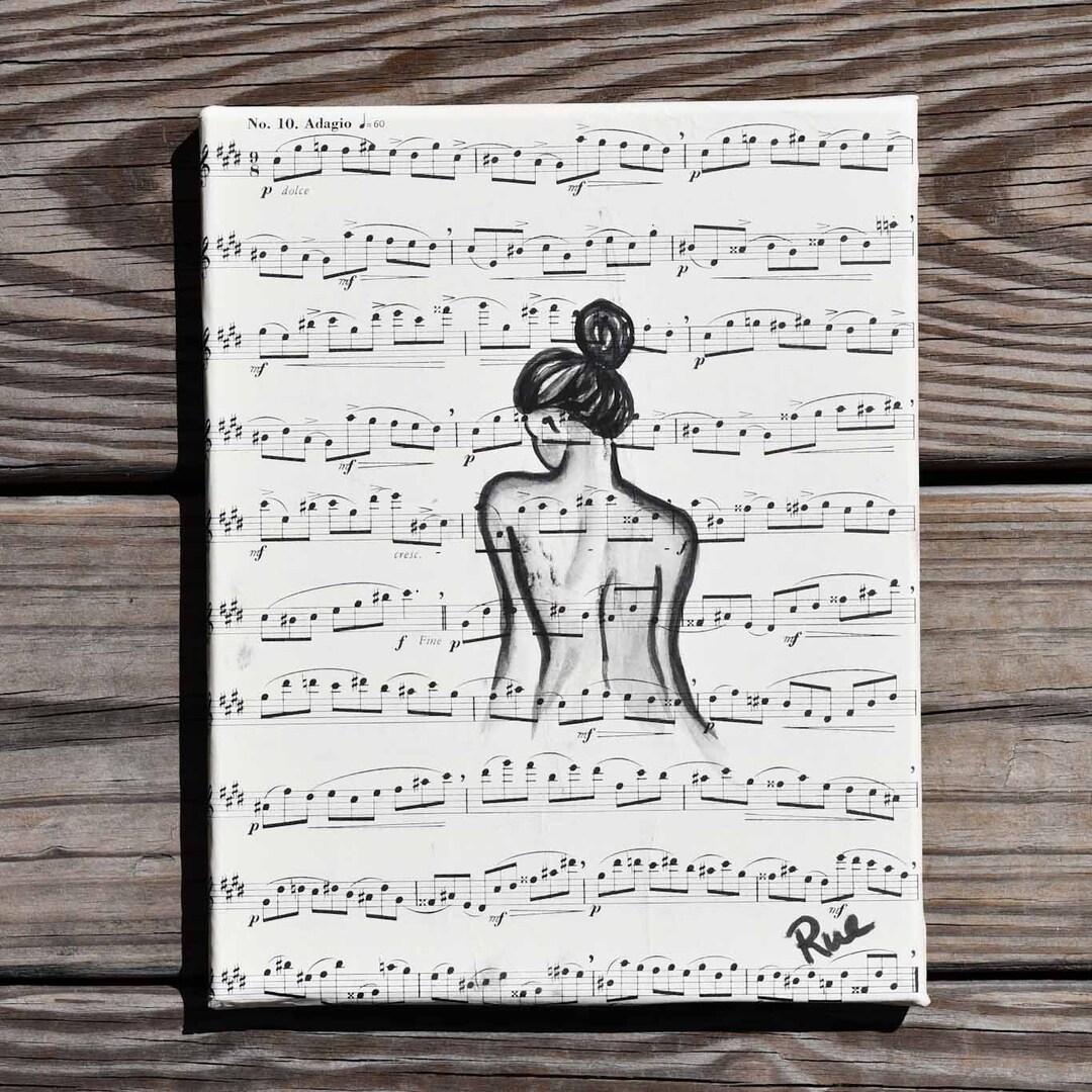 Adagio - Original Painting - Vintage Sheet Music Watercolor Artwork on ...