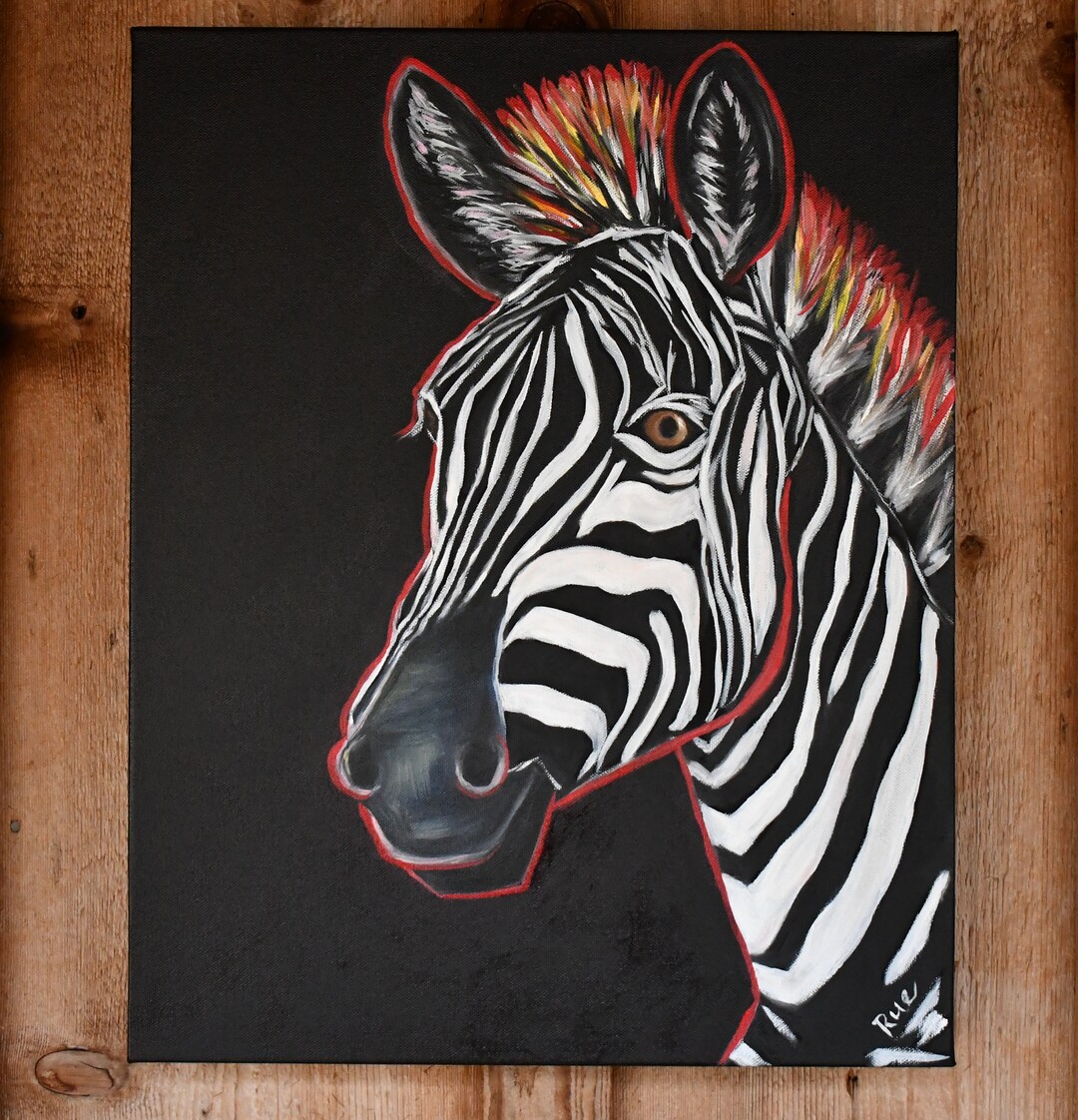 Zee Abstract Zebra Wall Art Original Oil Painting on Gallery Wrapped ...