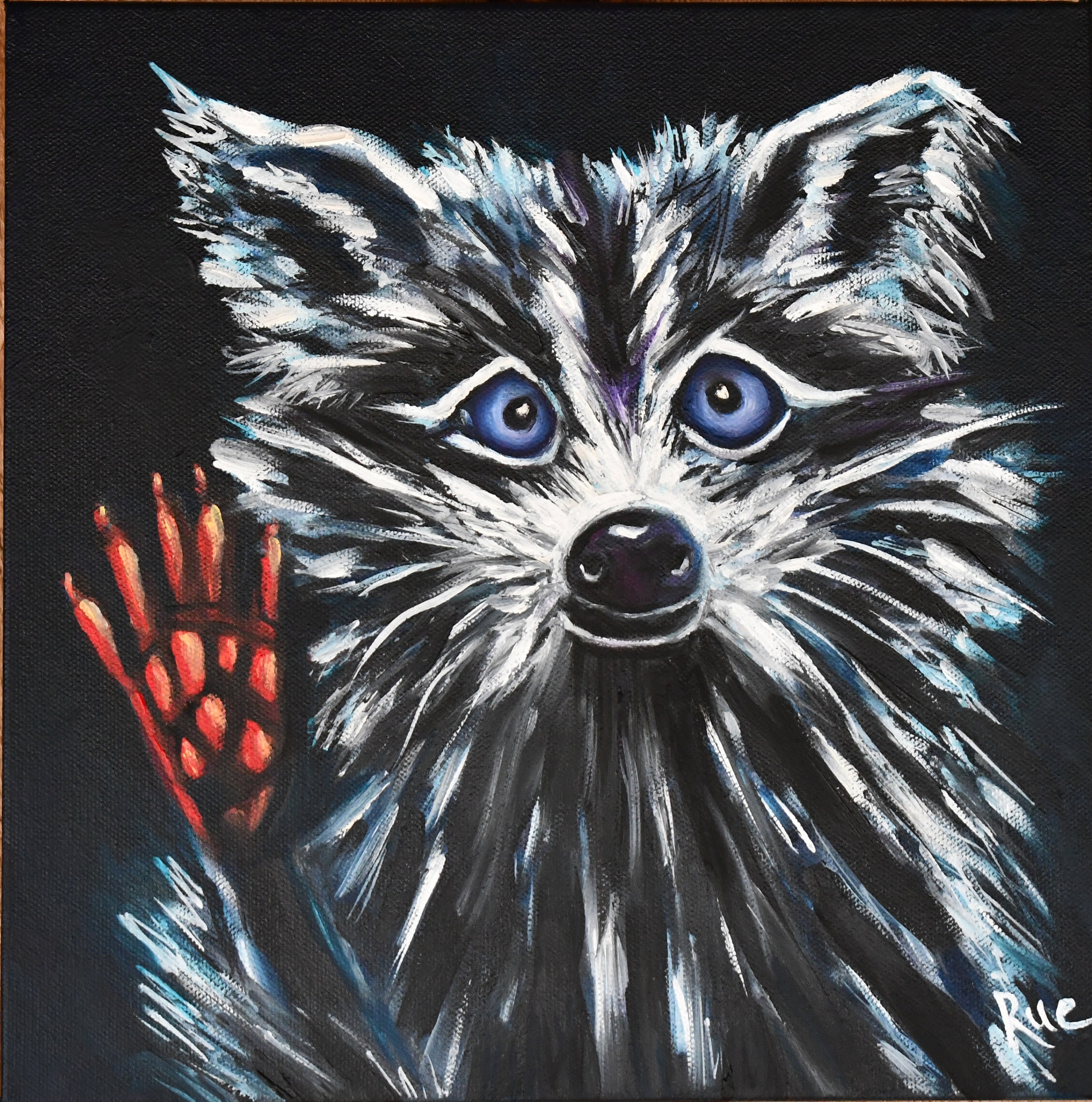 Burglar Abstract Raccoon Wall Art Original Oil Painting on Gallery ...