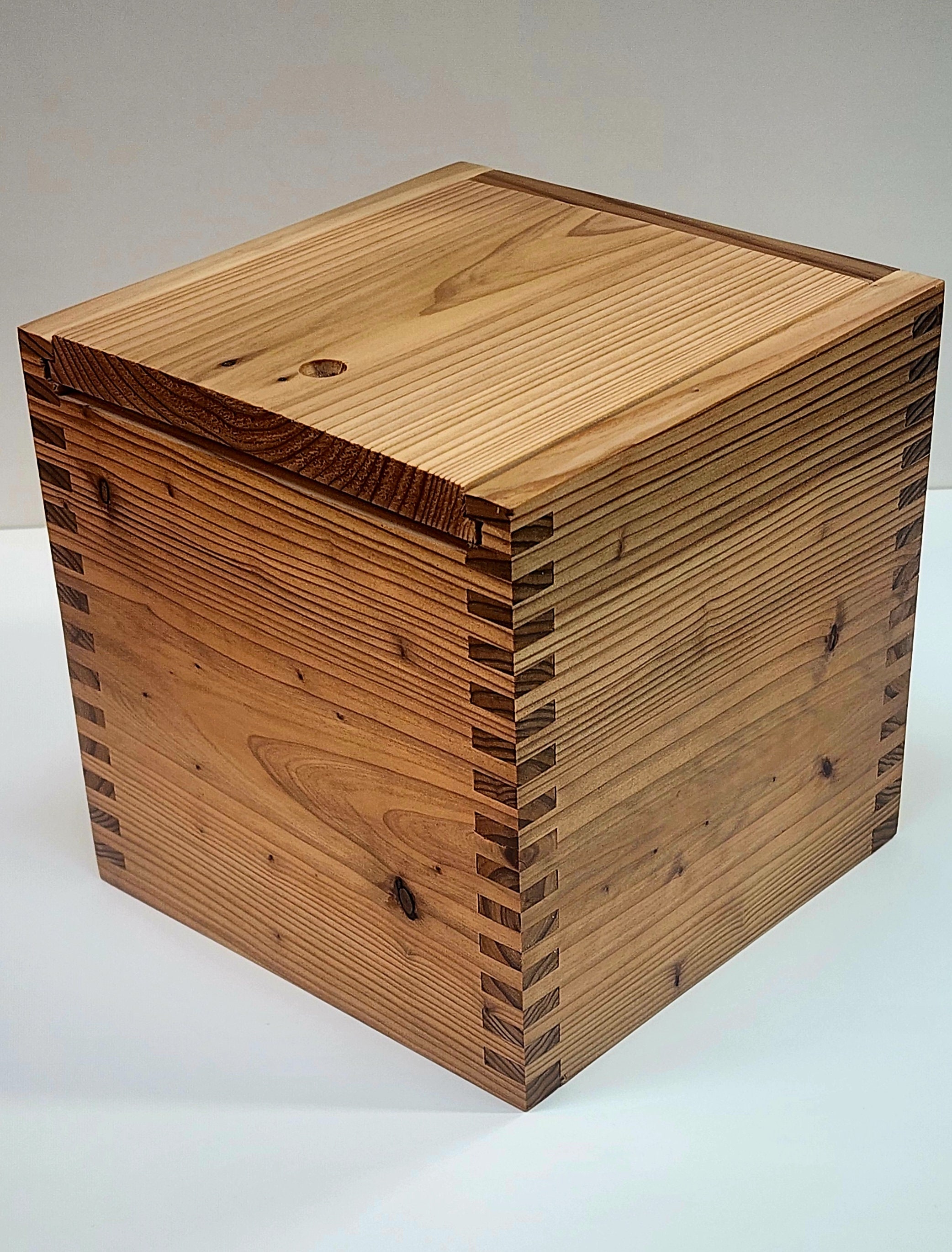 Cubic Box of Figured Cedar With Sliding Lid. Handcrafted With Natural ...
