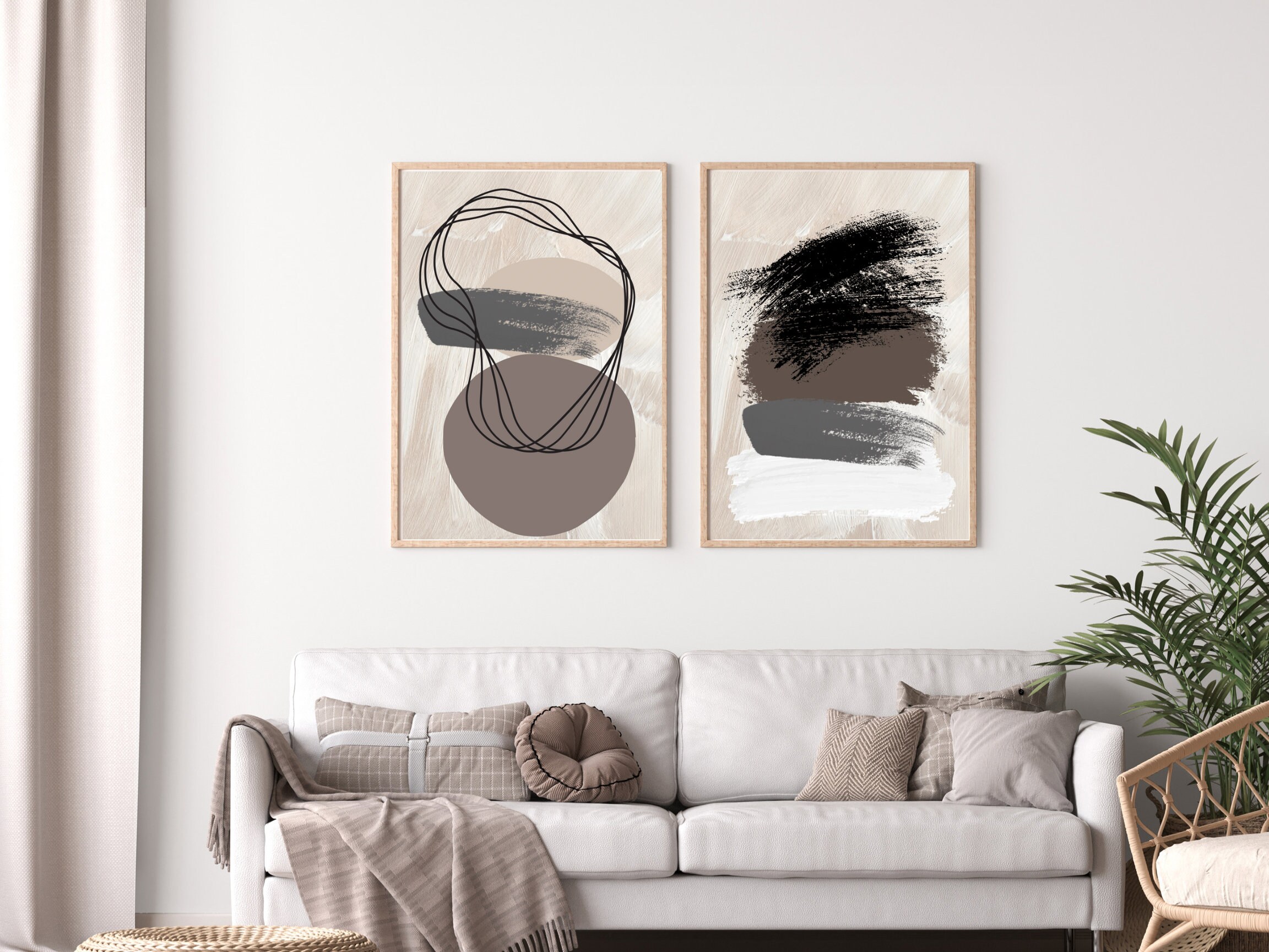 Neutral Wall Art, Set of 2 Print, Neutral Abstract Art, Neutral Wall ...