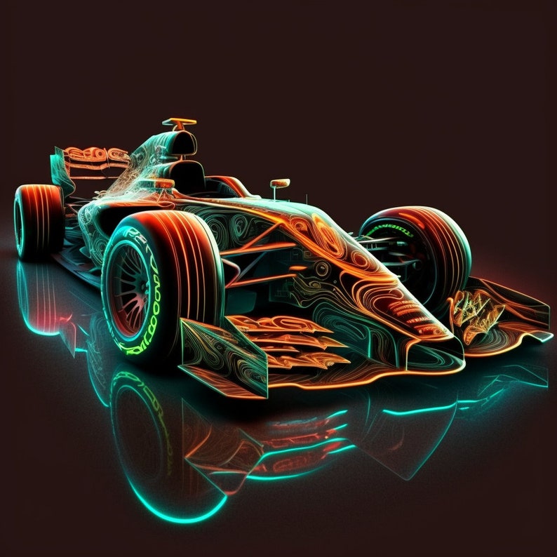 F1 Car Neon Art Download Print - Etsy