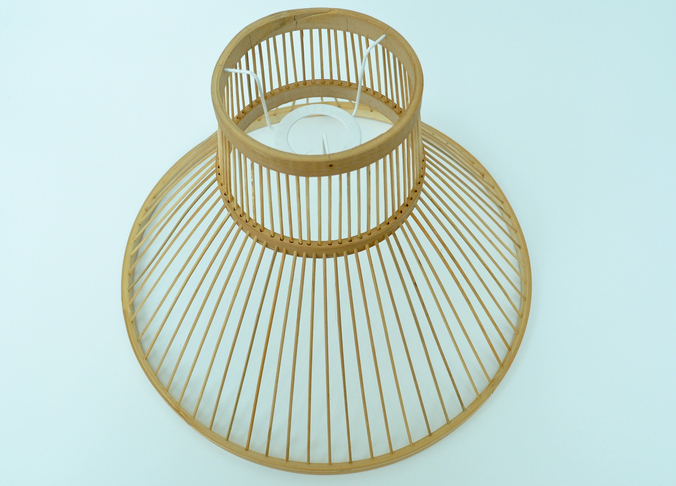 Round Bamboo Lampshade Pendant Ceiling Shade, Hat Shape Handmade Wood ...