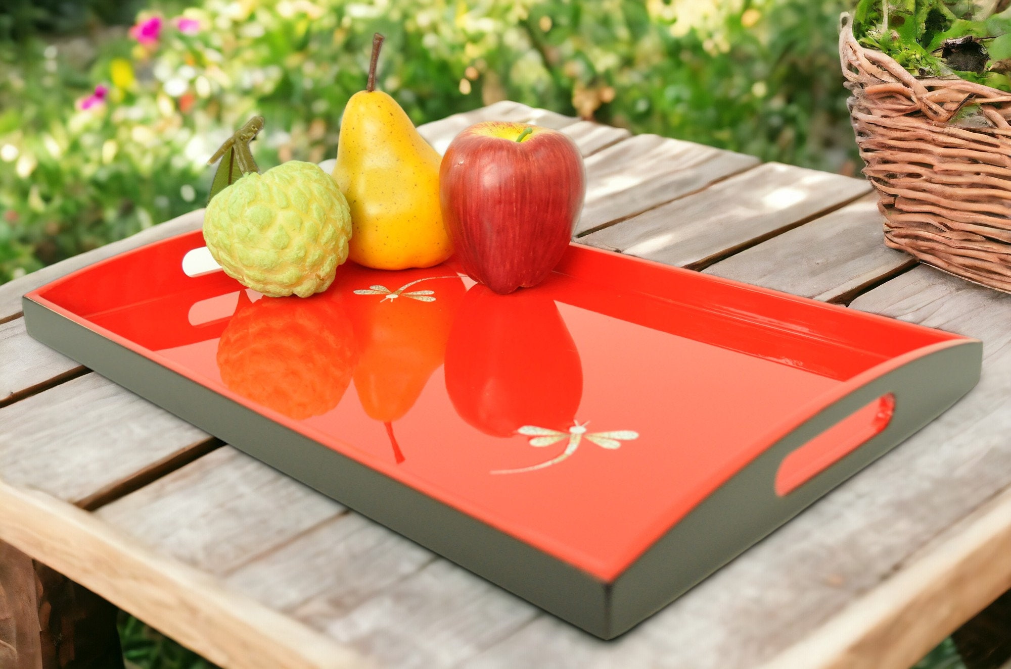 Red Lacquer Tray Etsy Ireland