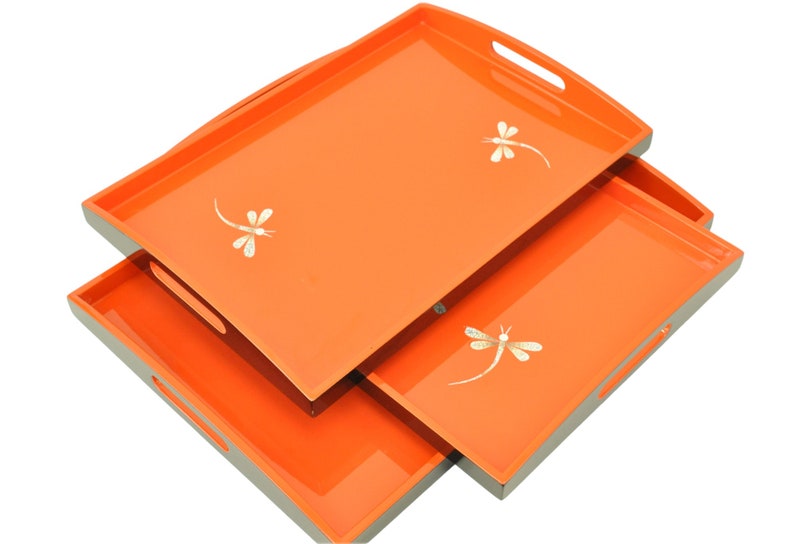 Eco Friendly Handmade Wooden Rectangular Tray - Fine Quality Lacquer ...