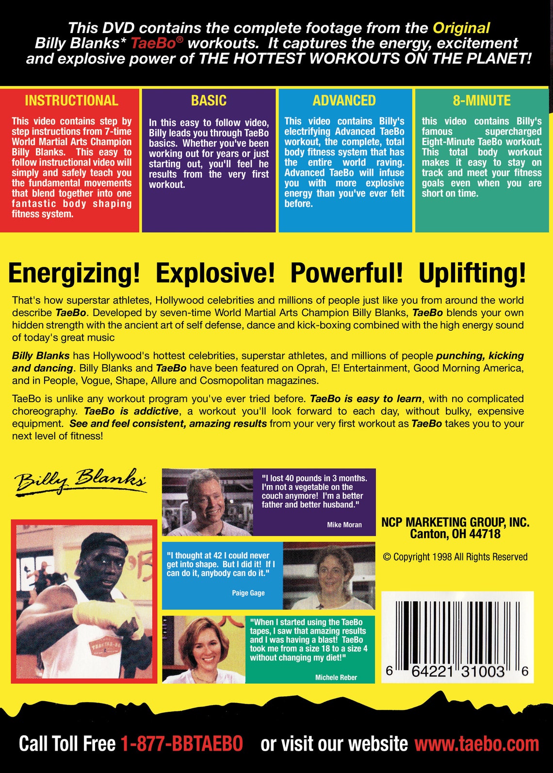 Original Billy Blanks Tae Bo DVD, Tae Bo Workout DVD, Tae Bo Workouts ...