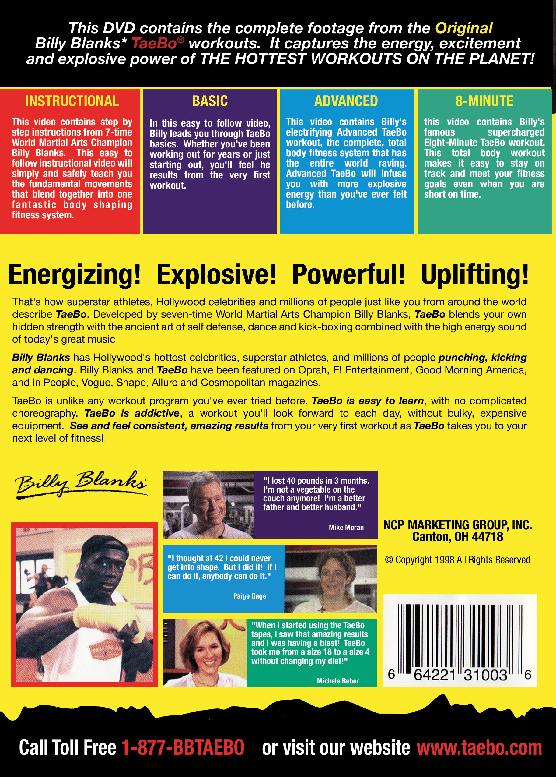 Original Billy Blanks Tae Bo DVD, Tae Bo Workout DVD, Tae Bo Workouts ...