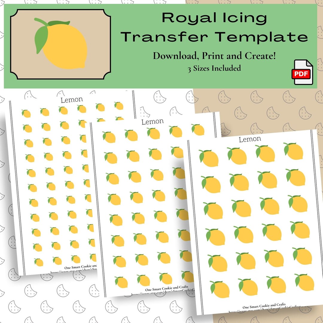 Lemon Royal Icing Transfer Sheet/lemon Royal Icing Designs/royal Icing ...