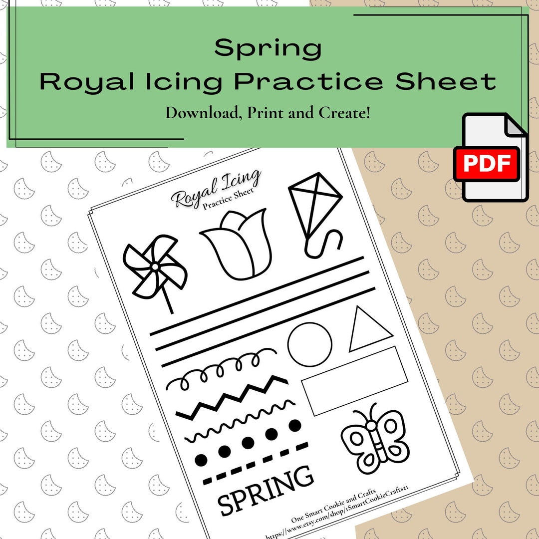 Spring Royal Icing Practice Sheet/easter/royal Icing Transfer/icing ...