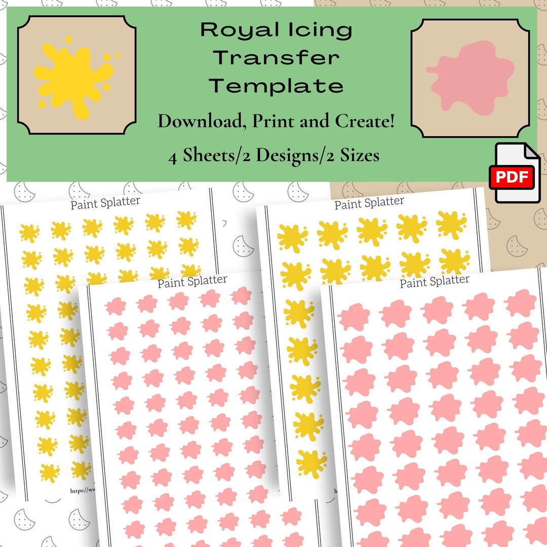 Paint Splatter Royal Icing Transfer Sheet/paint Royal Icing Designs ...