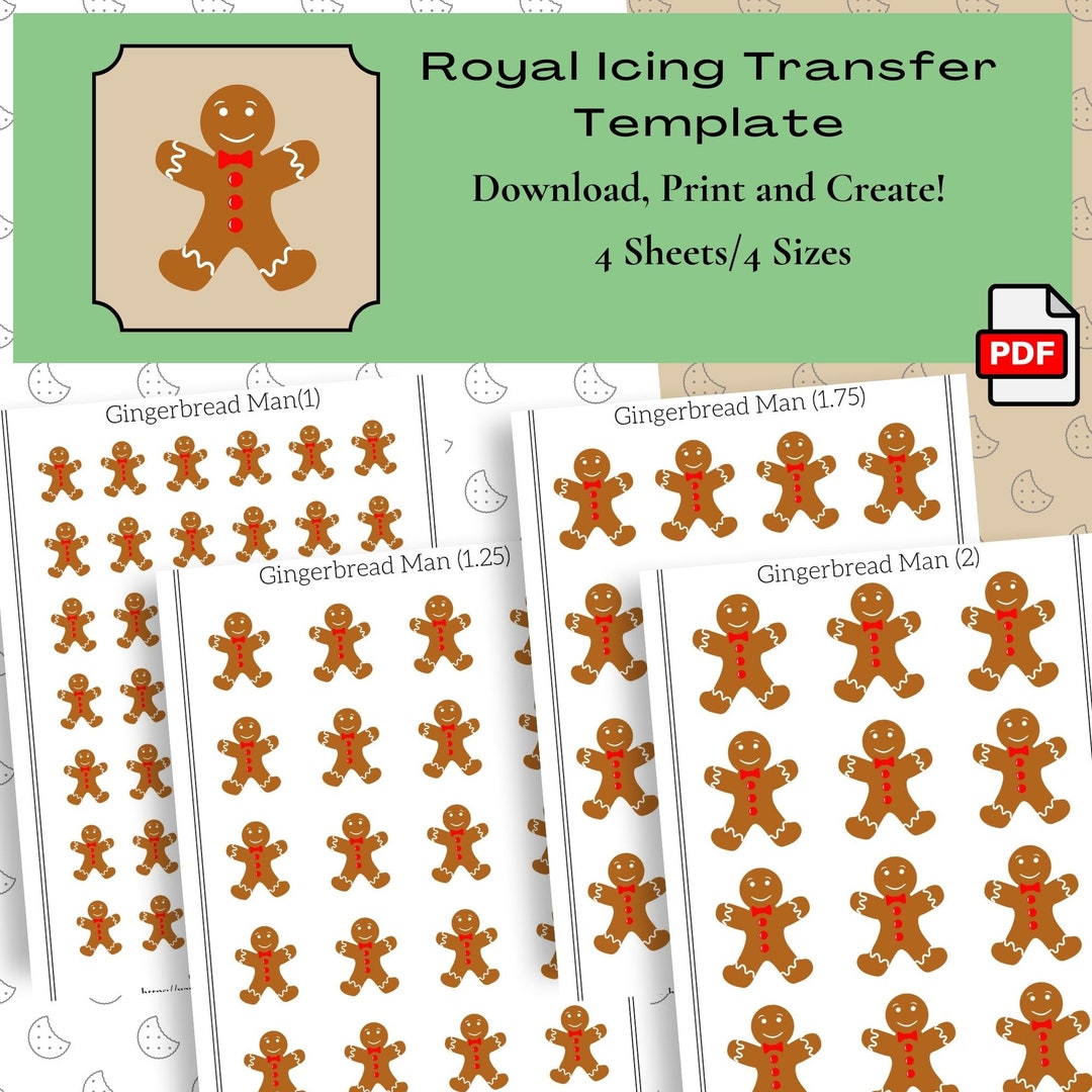 Gingerbread Man Royal Icing Transfer Sheet/christmas Royal Icing ...
