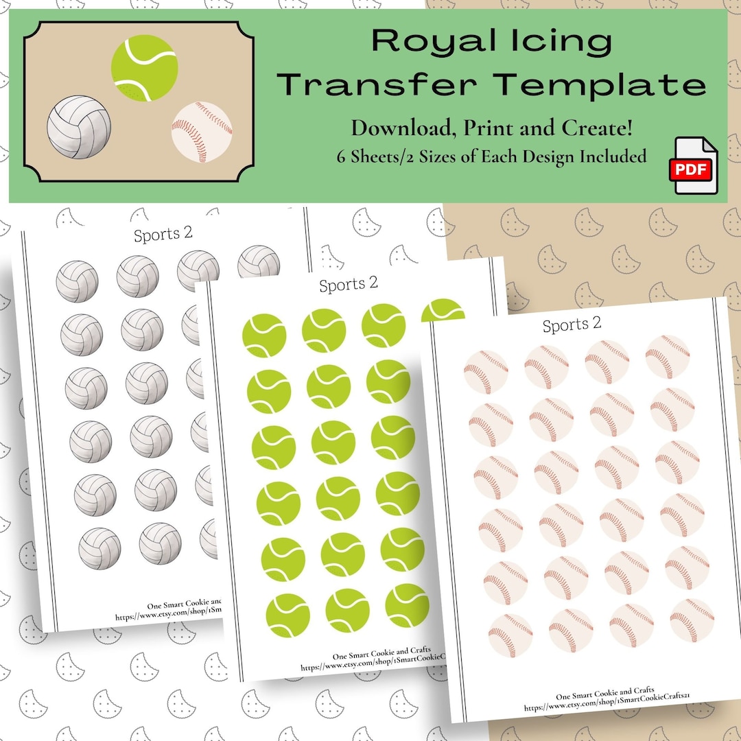 Sports Icing Transfer Sheet/tennis Royal Icing Designs/baseball Royal ...