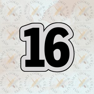 16 Cookie Cutter/number Cookie Cutter/sweet 16 Cookie Cutter/sixteenth ...
