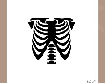 Rib Cage Stencil Rib Stencil Skeleton Stencil Ribcage Cookie Stencil ...