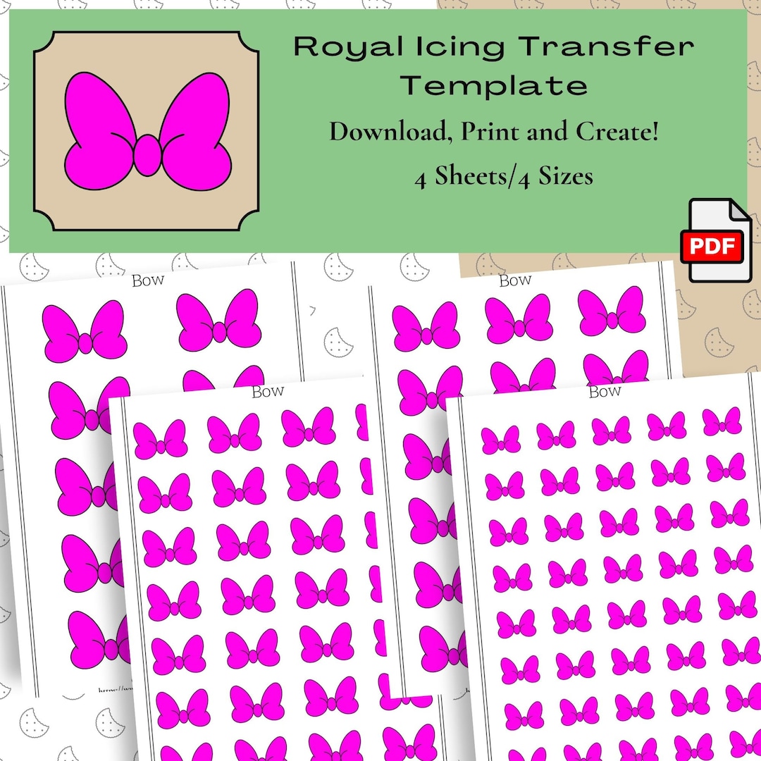 Bow Royal Icing Transfer Sheet/bow Royal Icing Designs/royal Icing ...