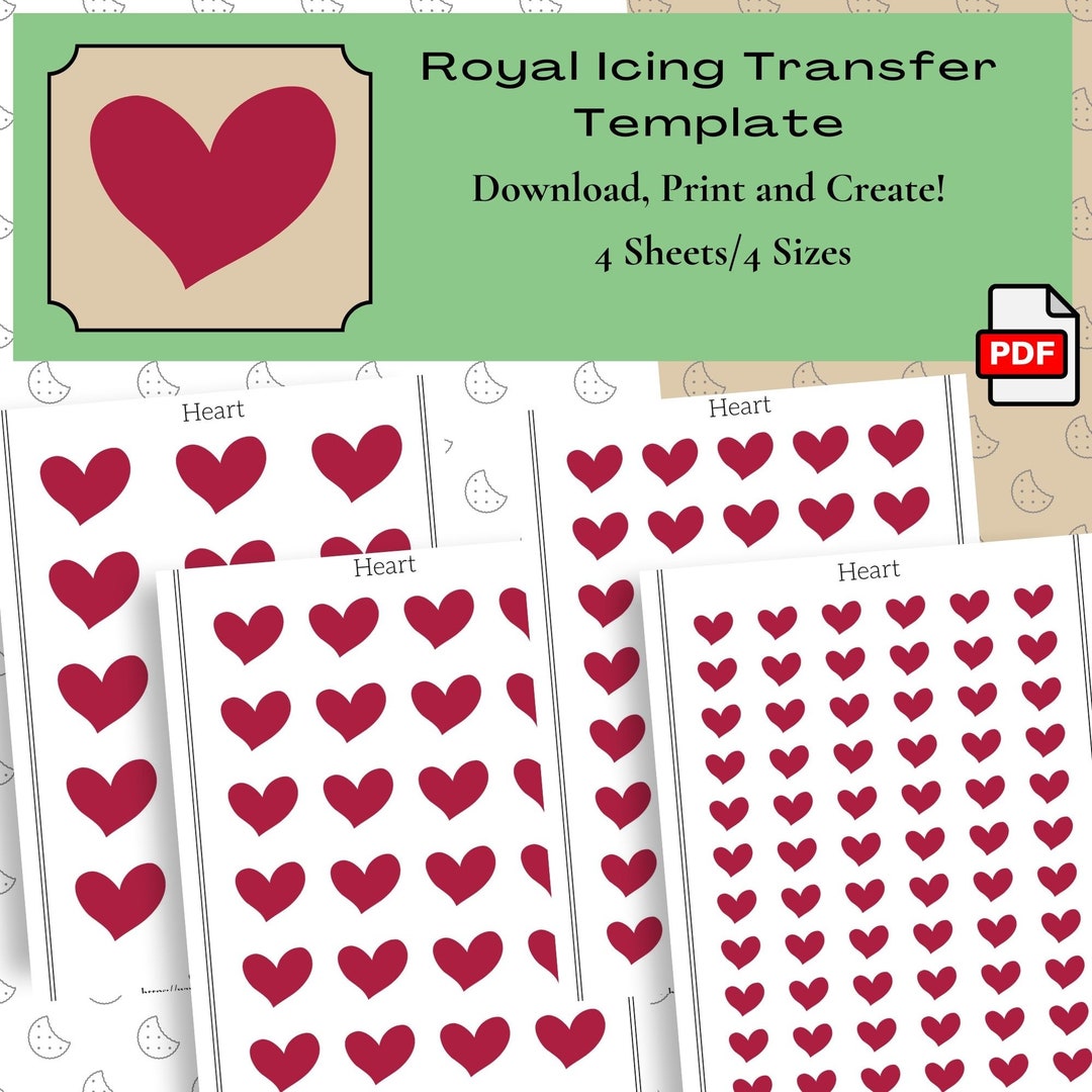 Heart Royal Icing Transfer Sheet/heart Royal Icing Designs/royal Icing ...